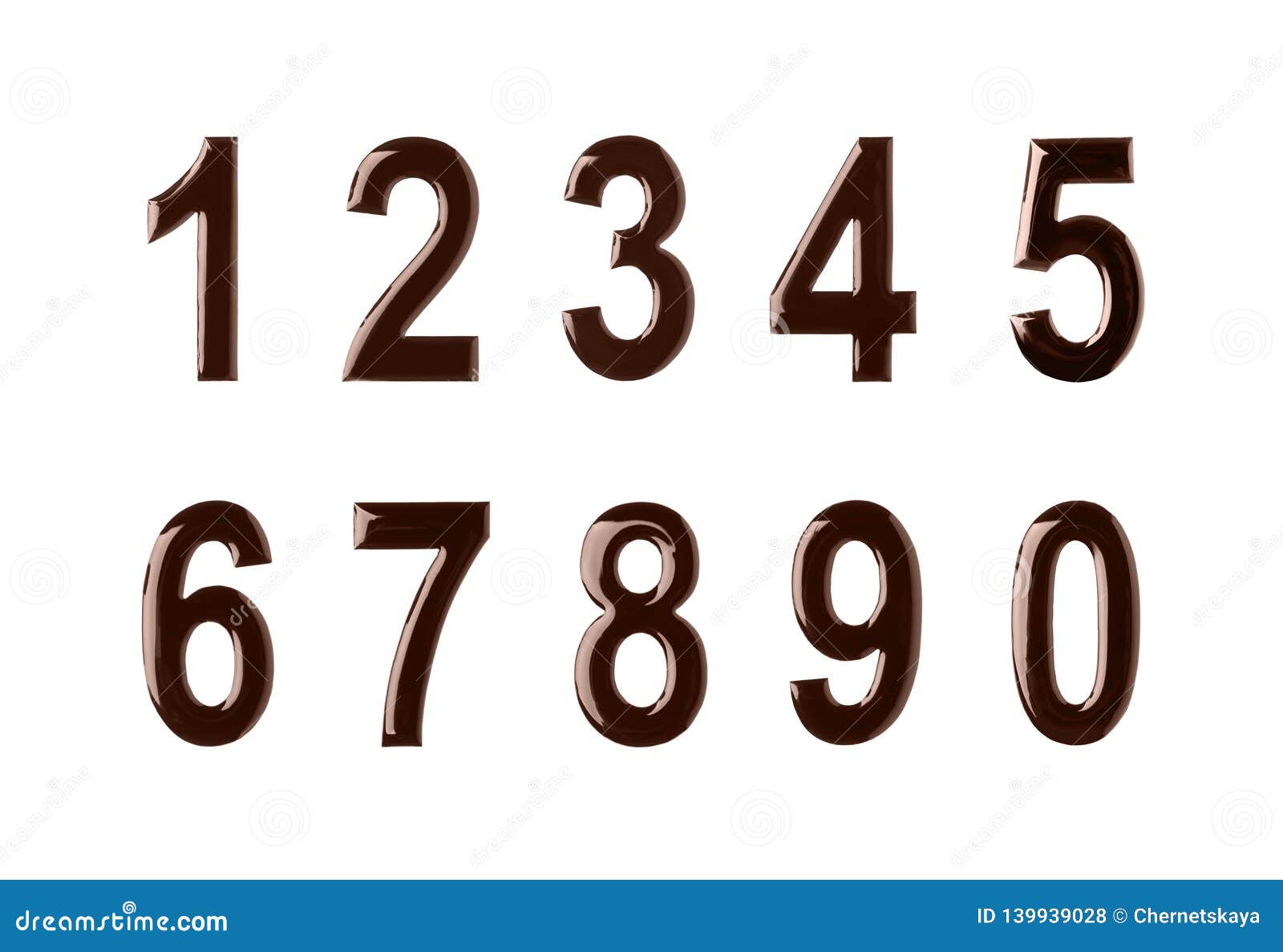 Set of Numbers Made of Melted Chocolate Stock Photo - Image of ...
