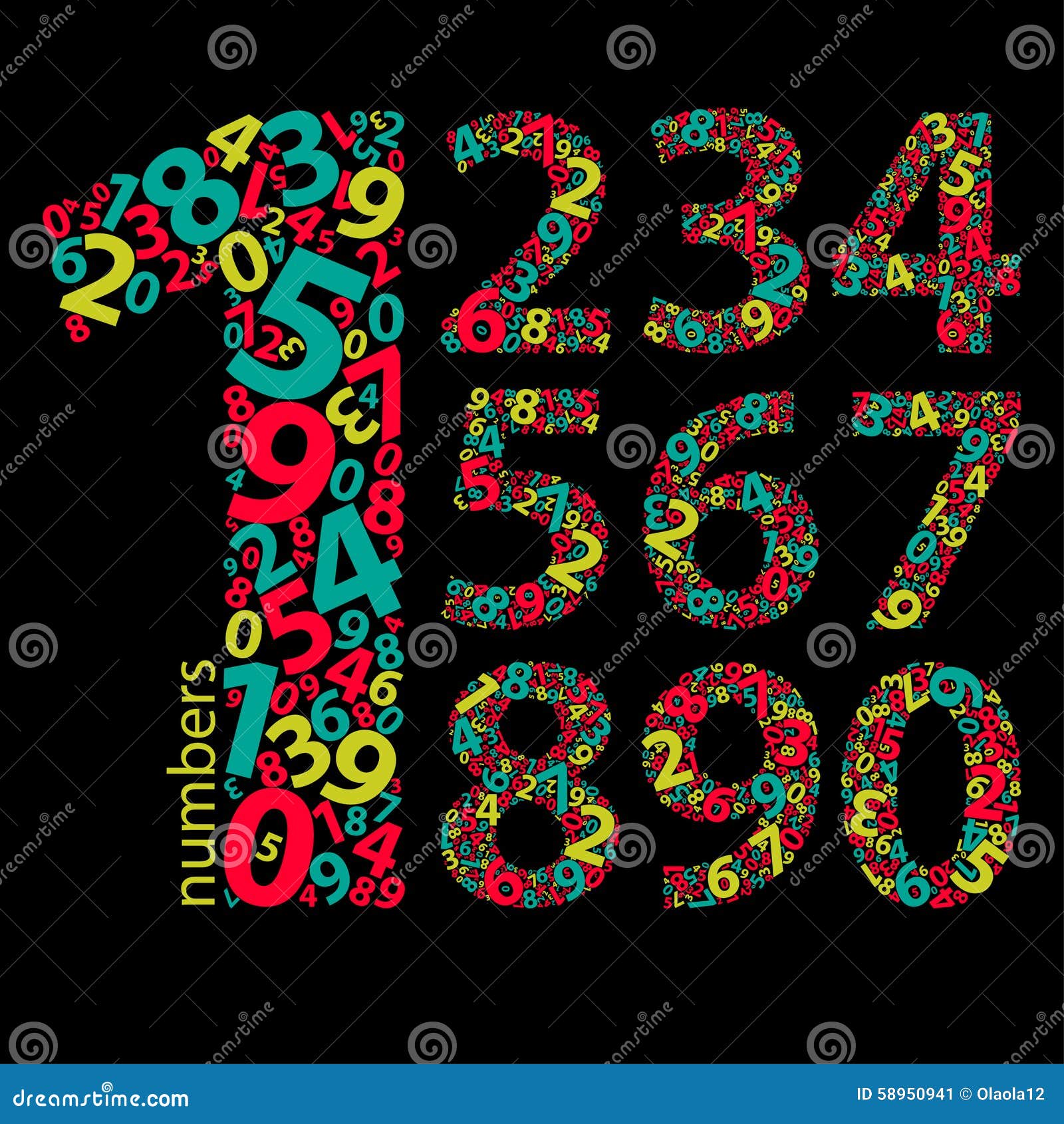 Set of numbers stock vector. Illustration of child, blue - 58950941