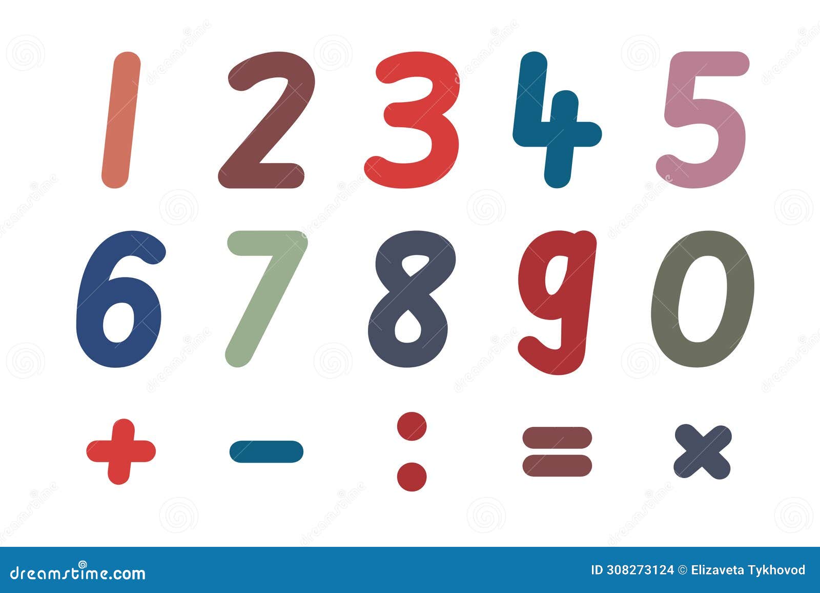 A Set of Numbers with Mathematical Signs Stock Vector - Illustration of ...