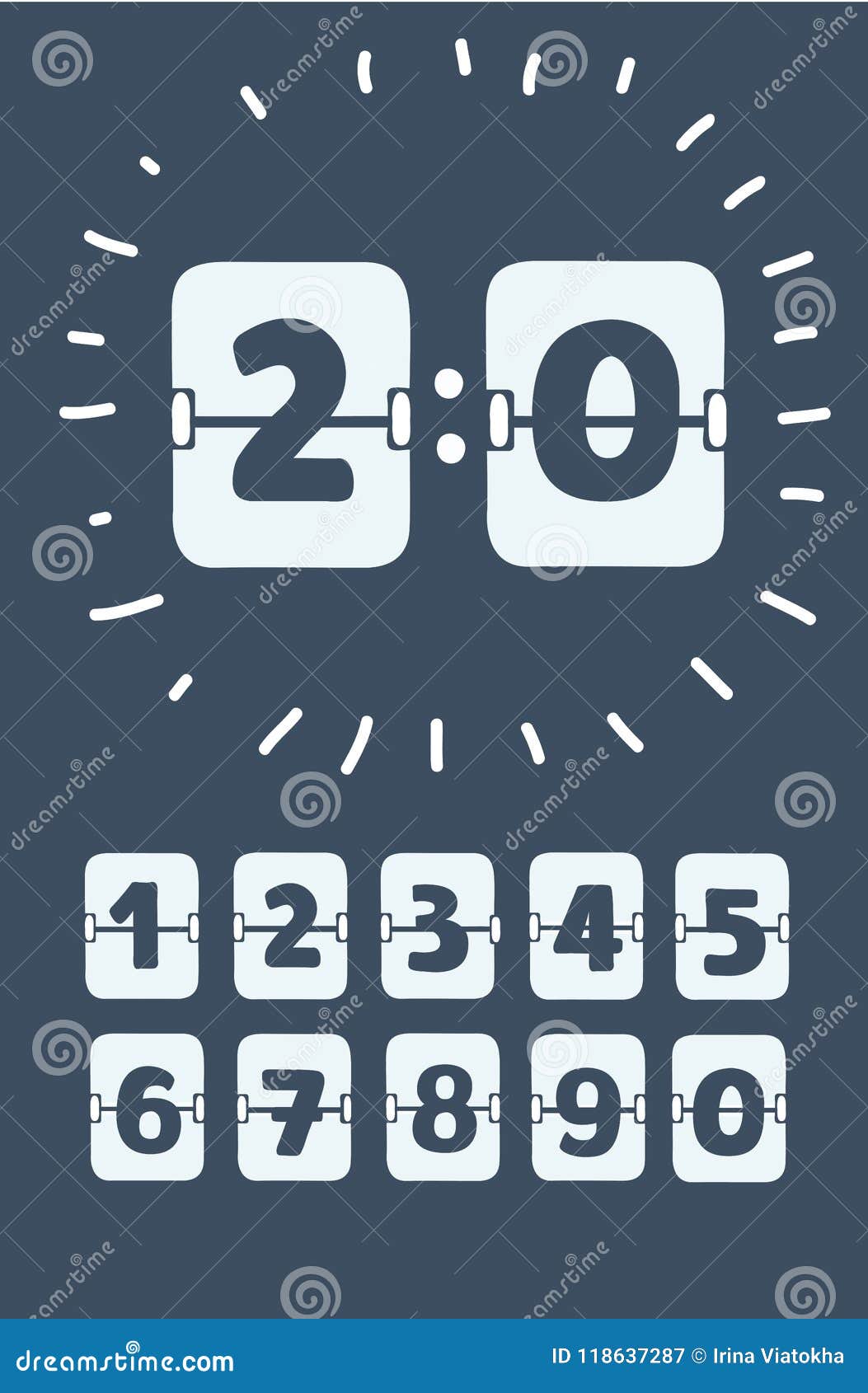 Set of Numbers on a Mechanical Scoreboard. Stock Vector - Illustration ...