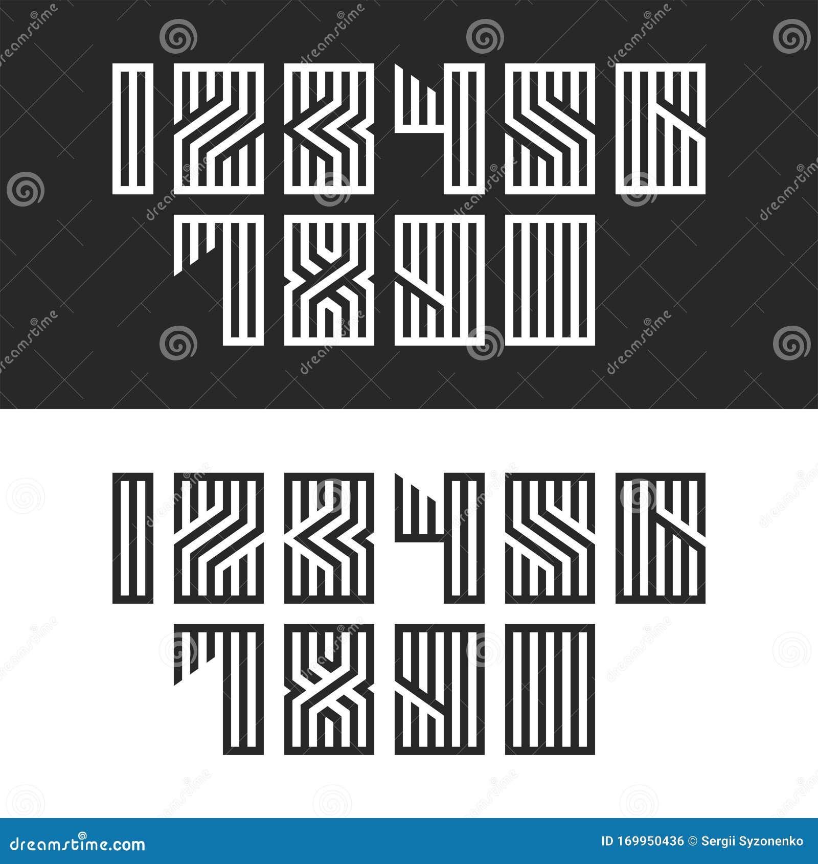 Set Of Numbers For Modern Trend Monogram Typography, Linear Calligraphy ...