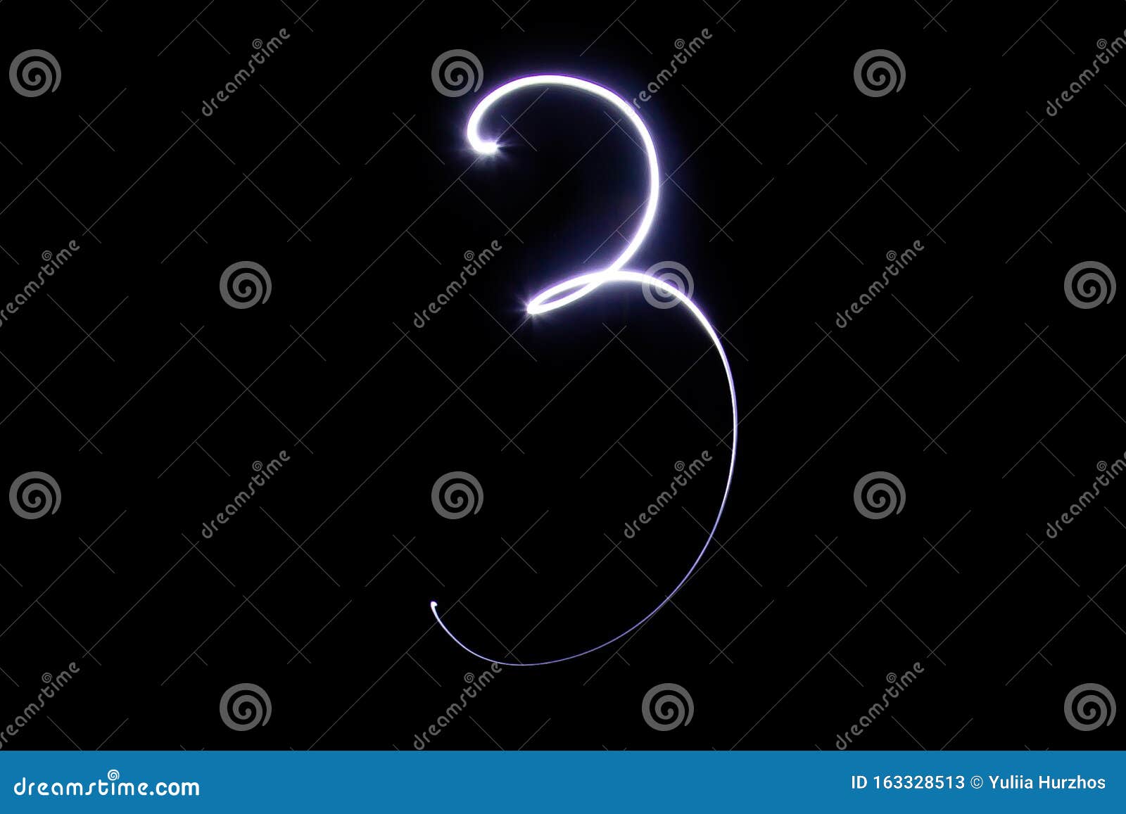 Set of Numbers from Neon Light on a Black Background. Isolated Top View ...