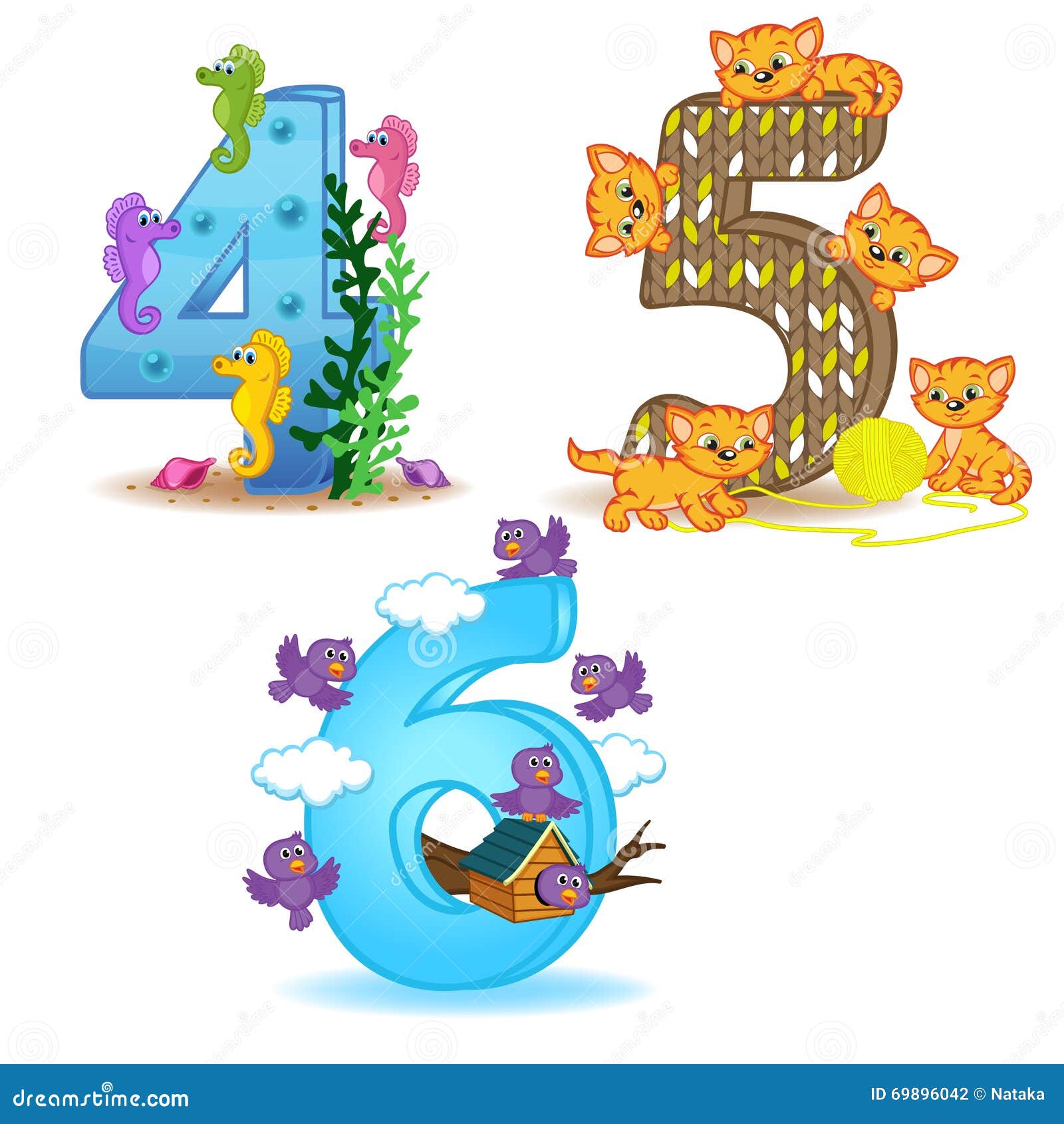 Set of Numbers with Number of Animals from 4 To 6 Stock Vector ...