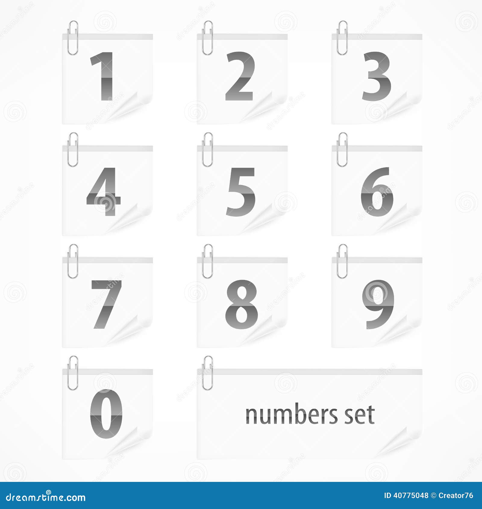 Set of Numbers on Paper Stickers Stock Vector - Illustration of numeral ...