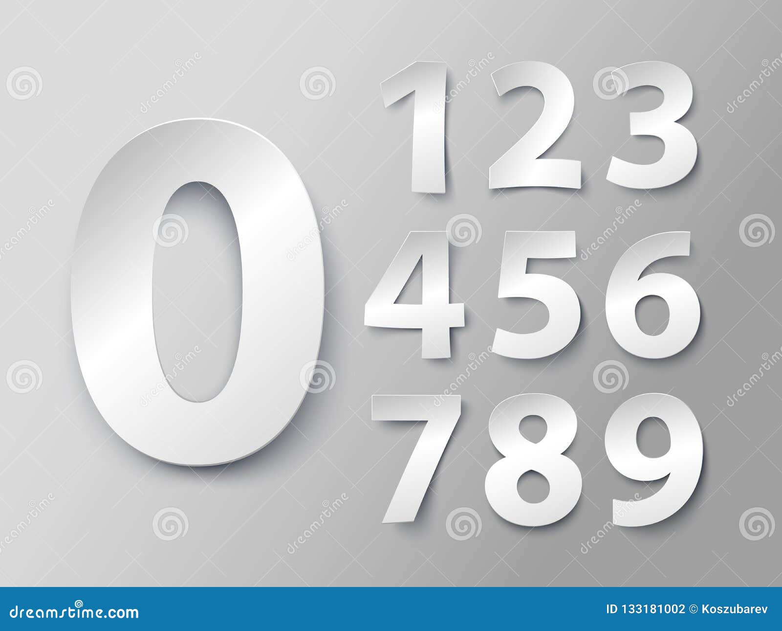 Set of Numbers in Paper Style Stock Vector - Illustration of flat, nine ...
