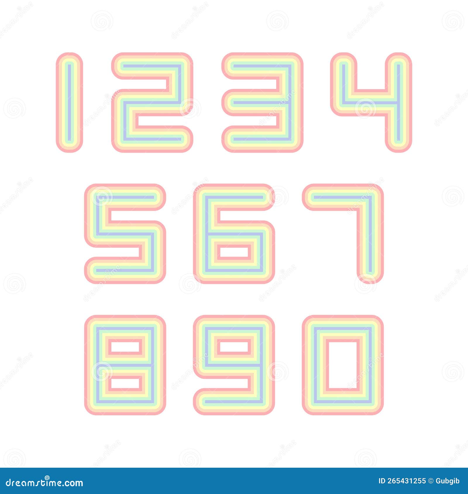Set of Numbers with Rainbow Typography Design Elements Stock ...