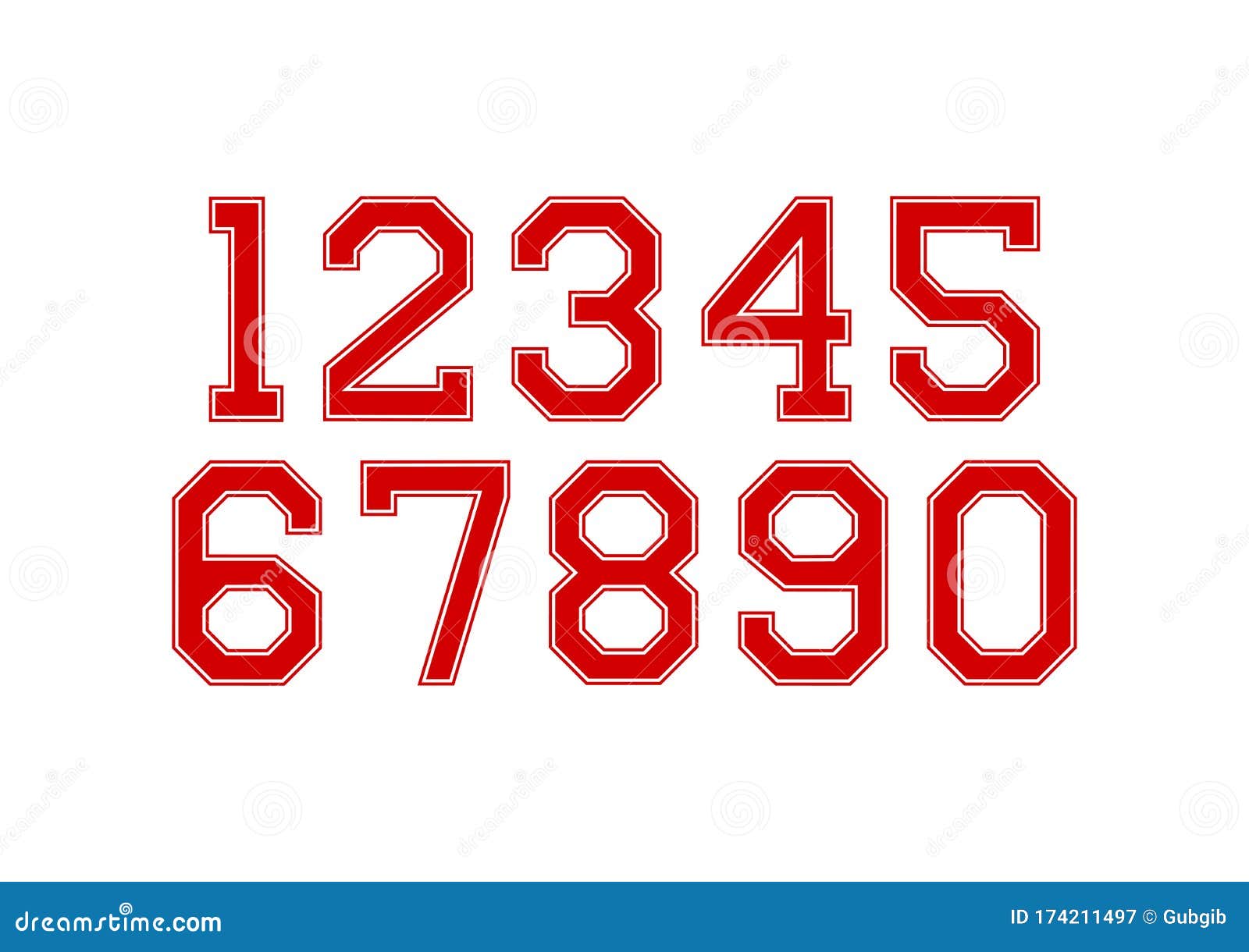 Set of Numbers with Red and White Typography Design Elements Stock ...
