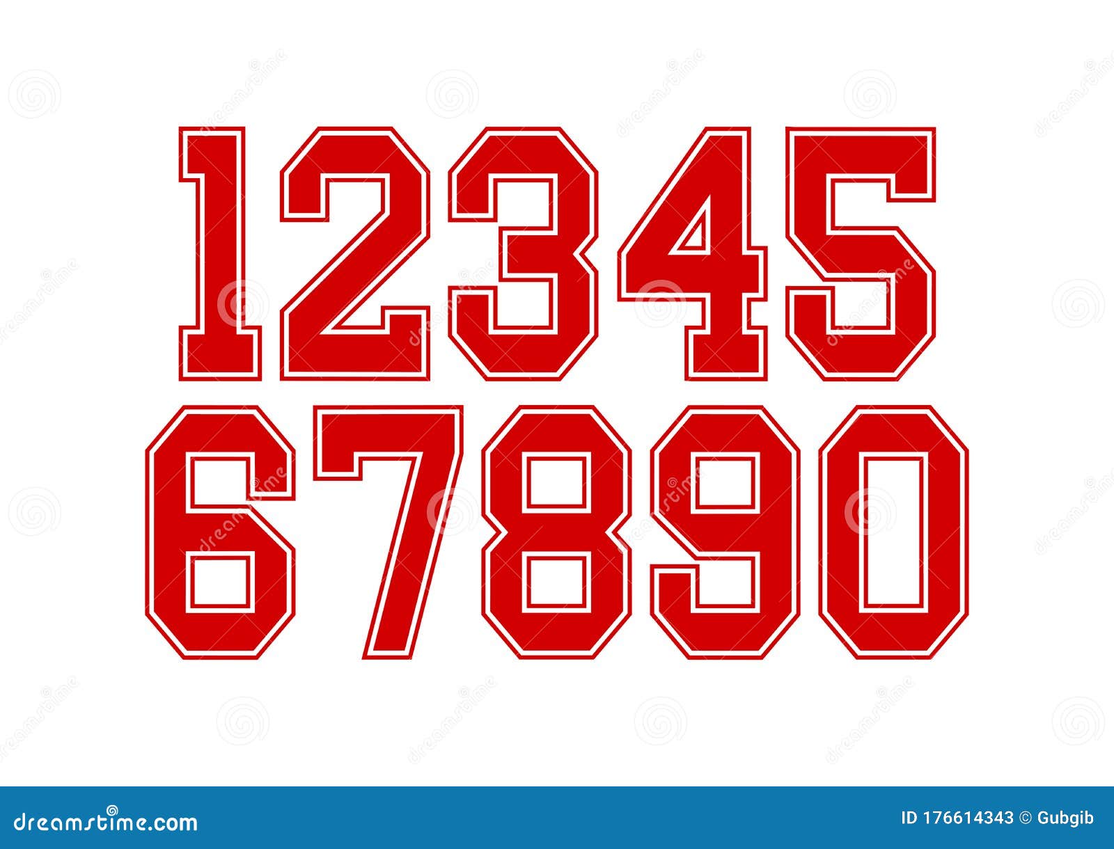 Set of Numbers with Red and White Typography Design Elements Stock ...