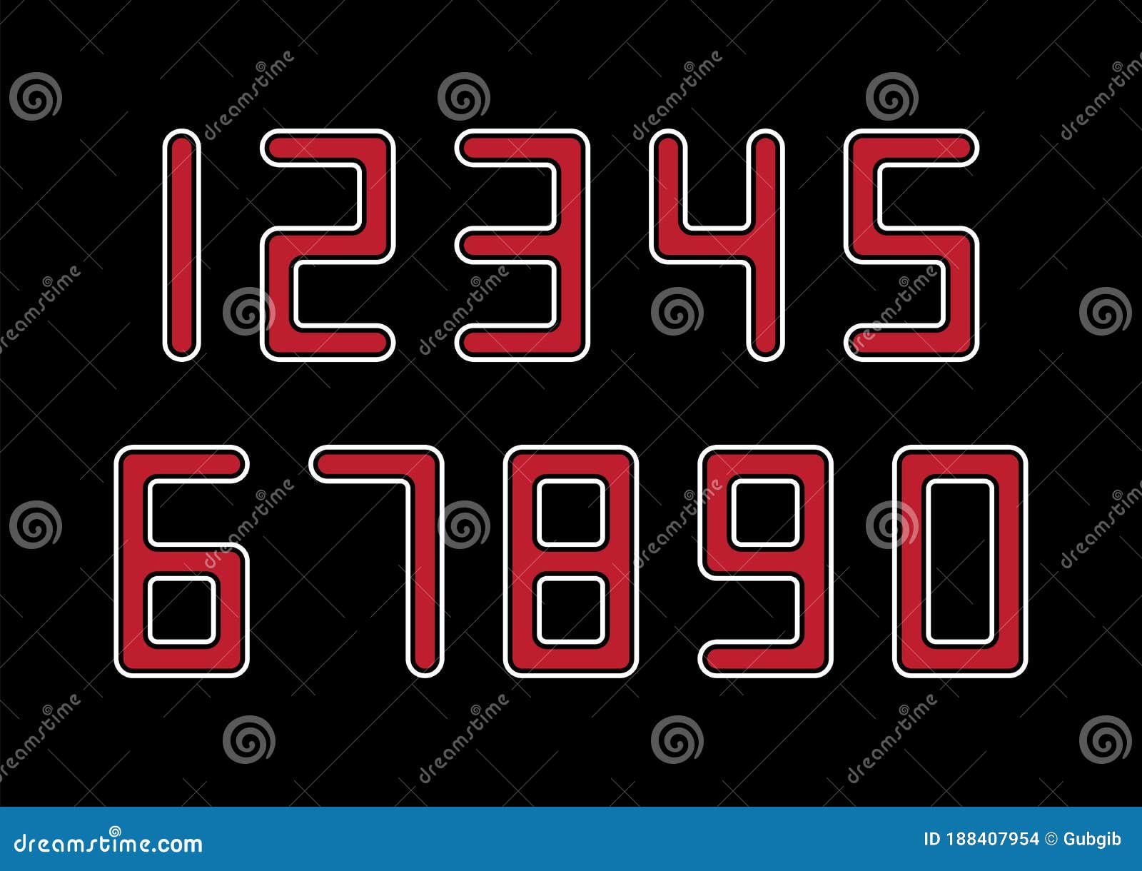 Set of Numbers with Red and White Typography Design Elements Stock ...