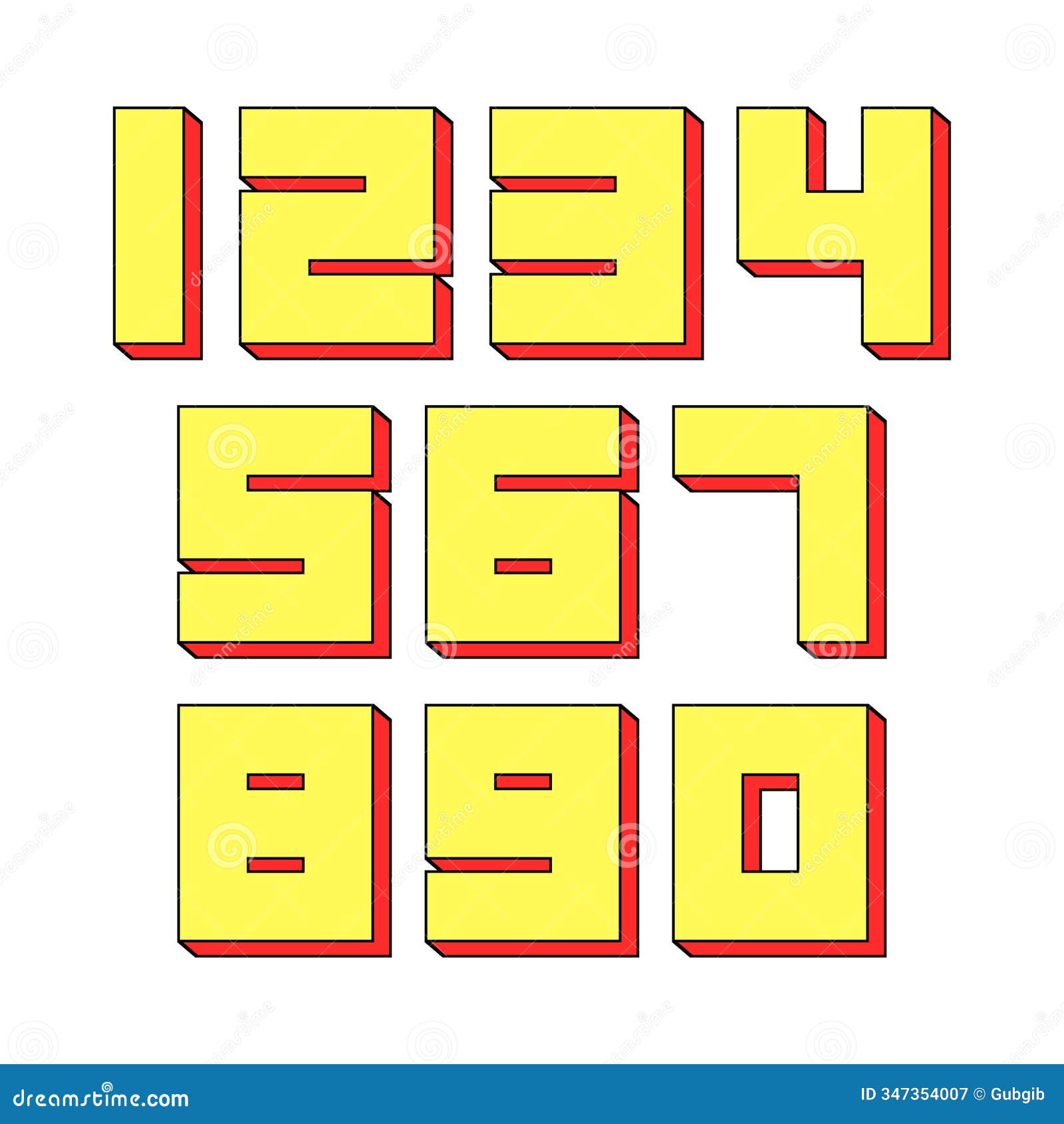 Set of Numbers with Red and Yellow Typography Design Elements Stock ...
