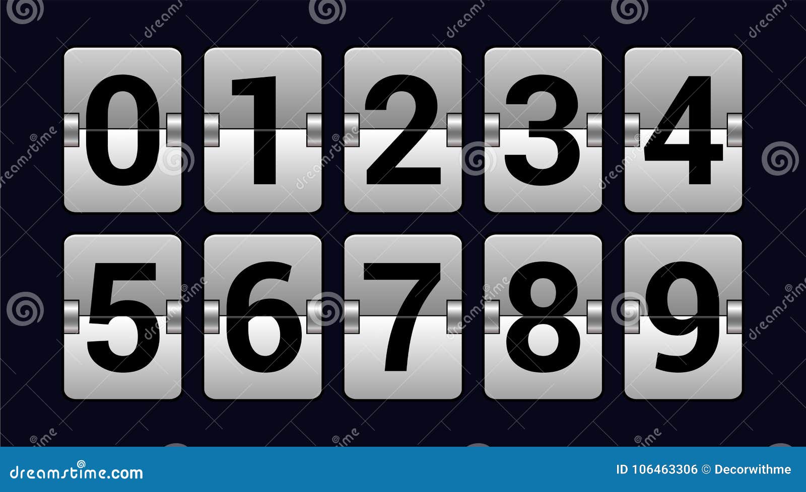 Set of Numbers on a Scoreboard - Realistic Vector Isolated Object Stock ...