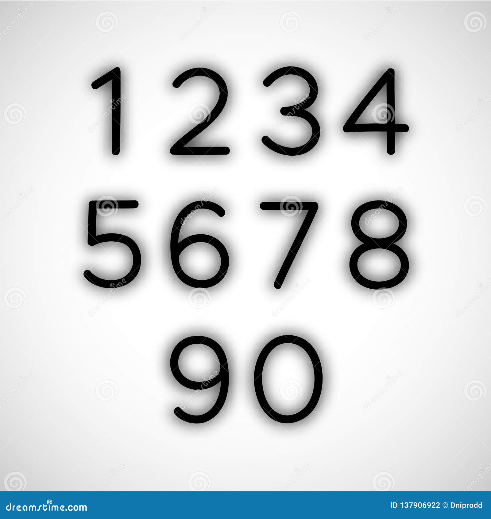 Set of Numbers with Shadow stock vector. Illustration of linear - 137906922