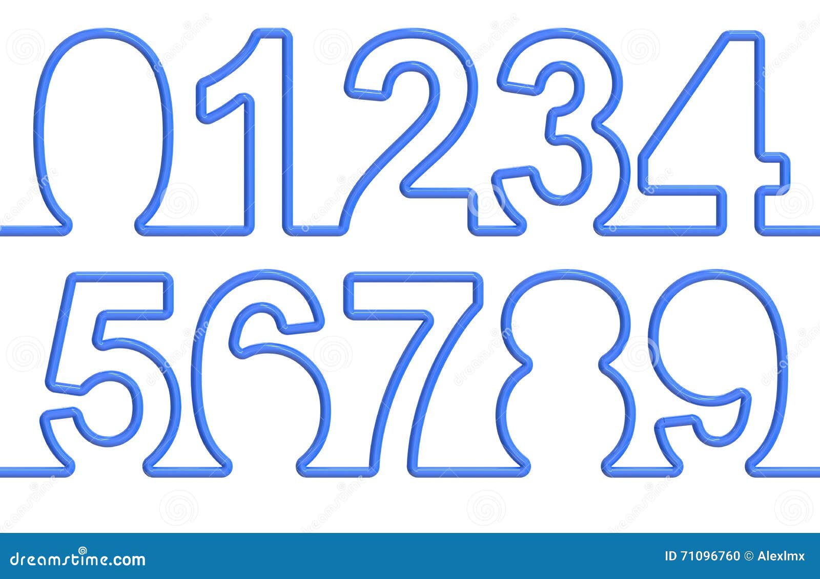 Set of Numbers from Single-line Font. 3D Rendering Stock Illustration ...