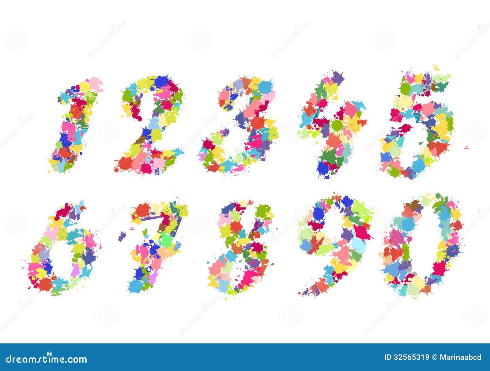 Set of Numbers Splash Illustration Stock Illustration - Illustration of ...