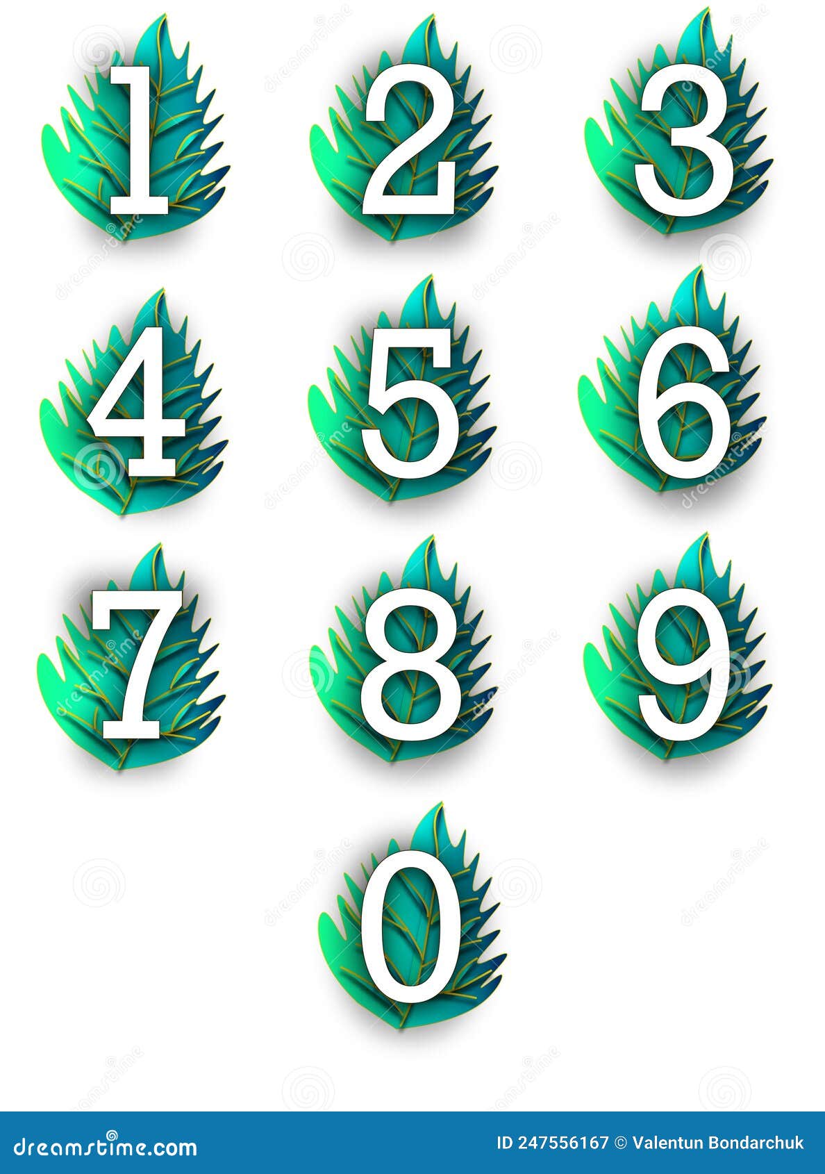 Set of numbers and symbols stock illustration. Illustration of drops ...