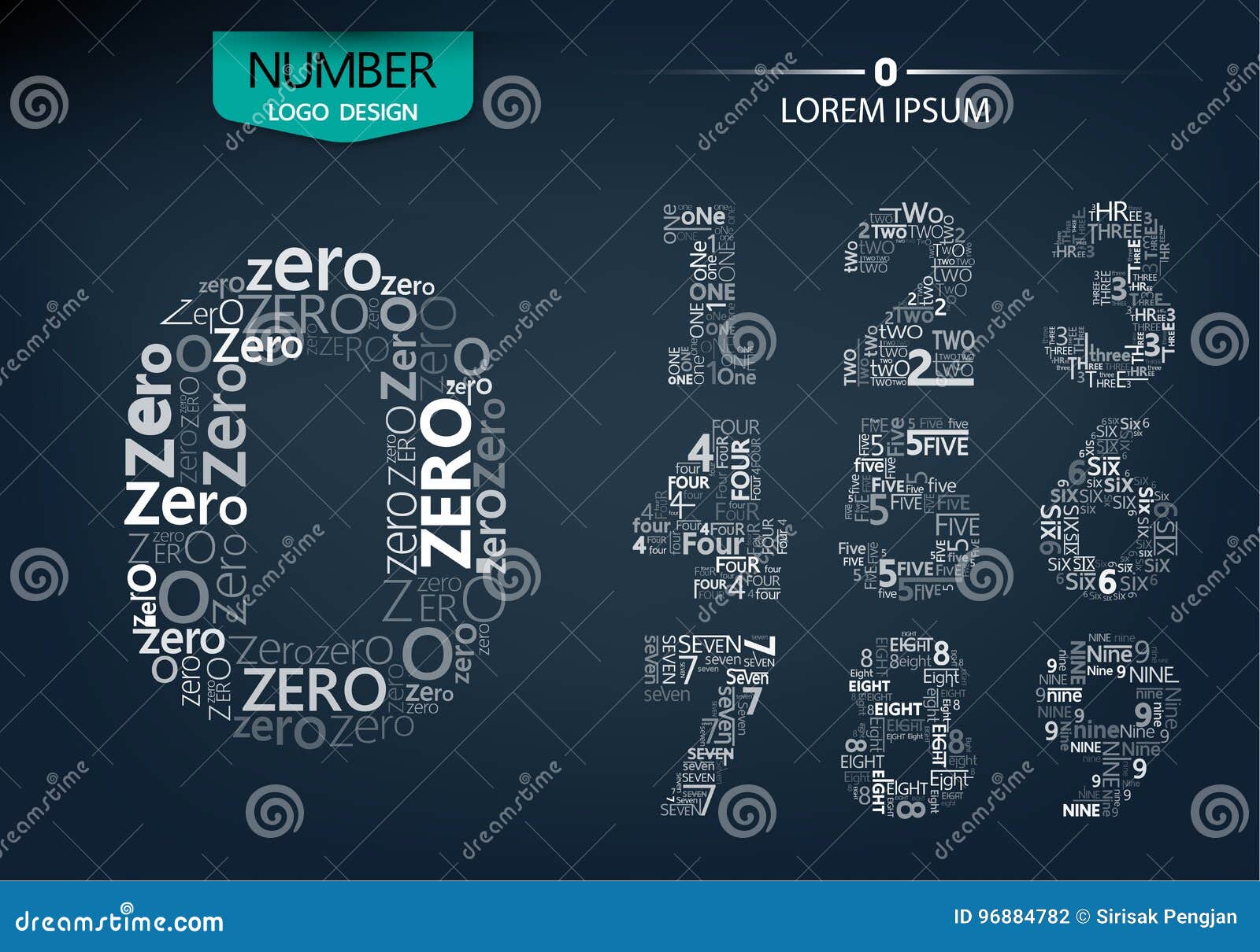 Set of Numbers Technology on the Dark Background Stock Illustration ...