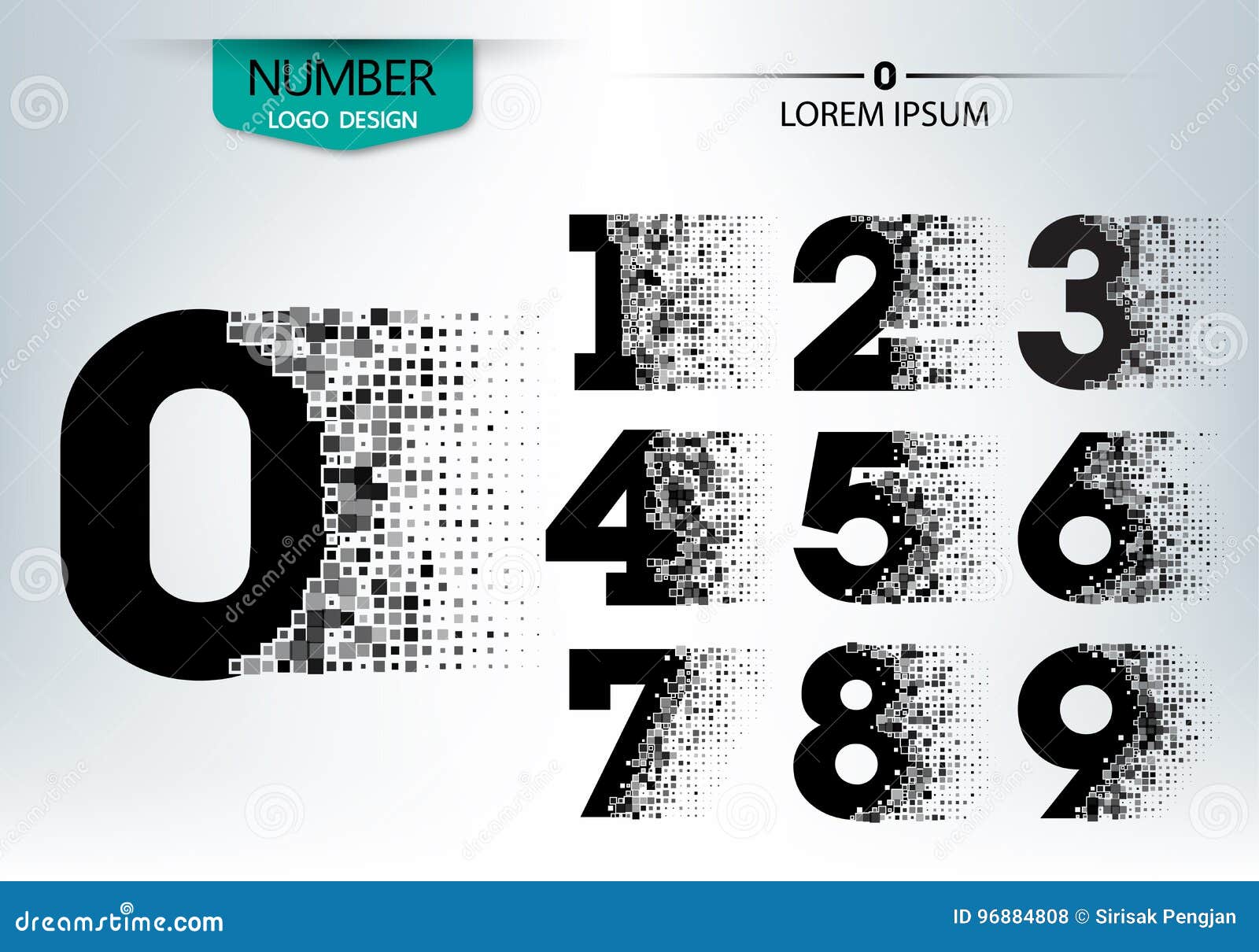 Set of Numbers Technology with Explode Spread Character Stock ...