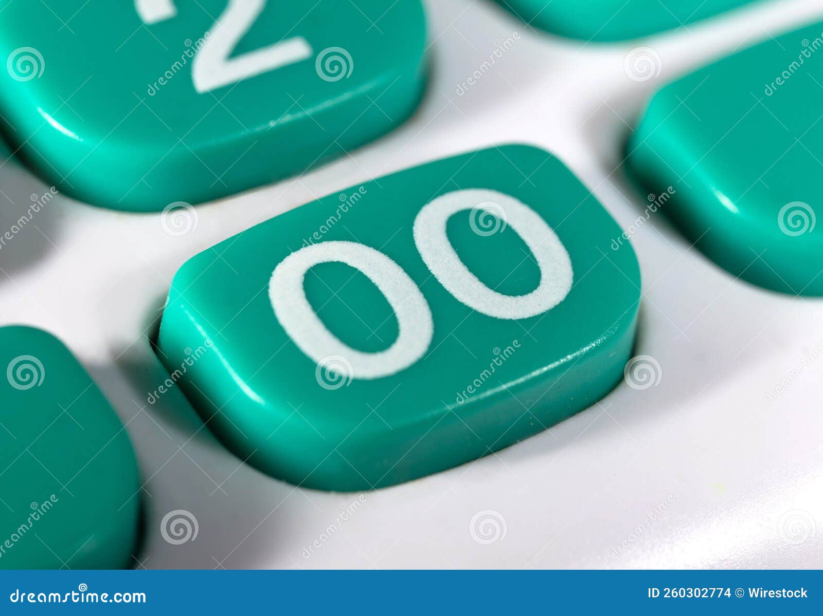 Set of Numbers 2, and 00 in Turquoise Colour on a Calculator Stock ...