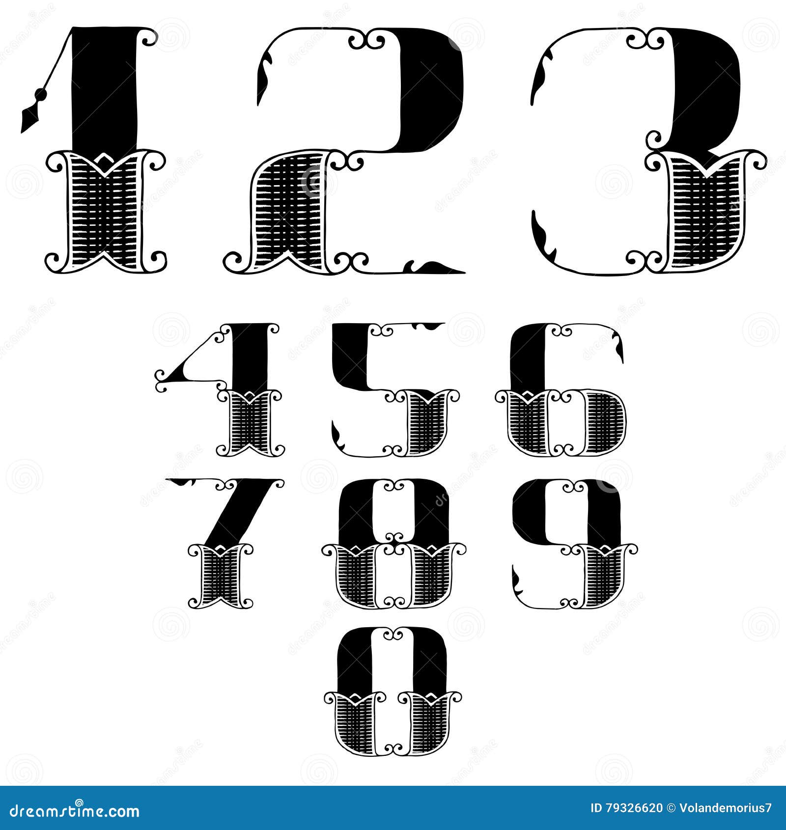 Set of Numbers in Vintage Style Stock Vector - Illustration of imagery ...