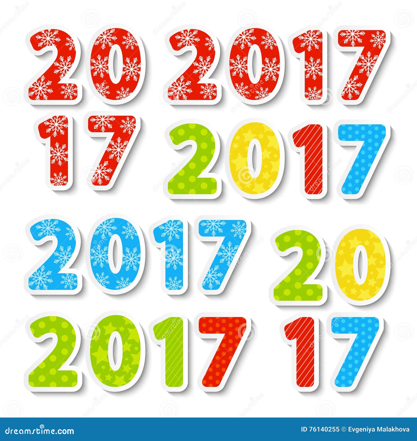 Set of 2017 numbers stock vector. Illustration of happy - 76140255
