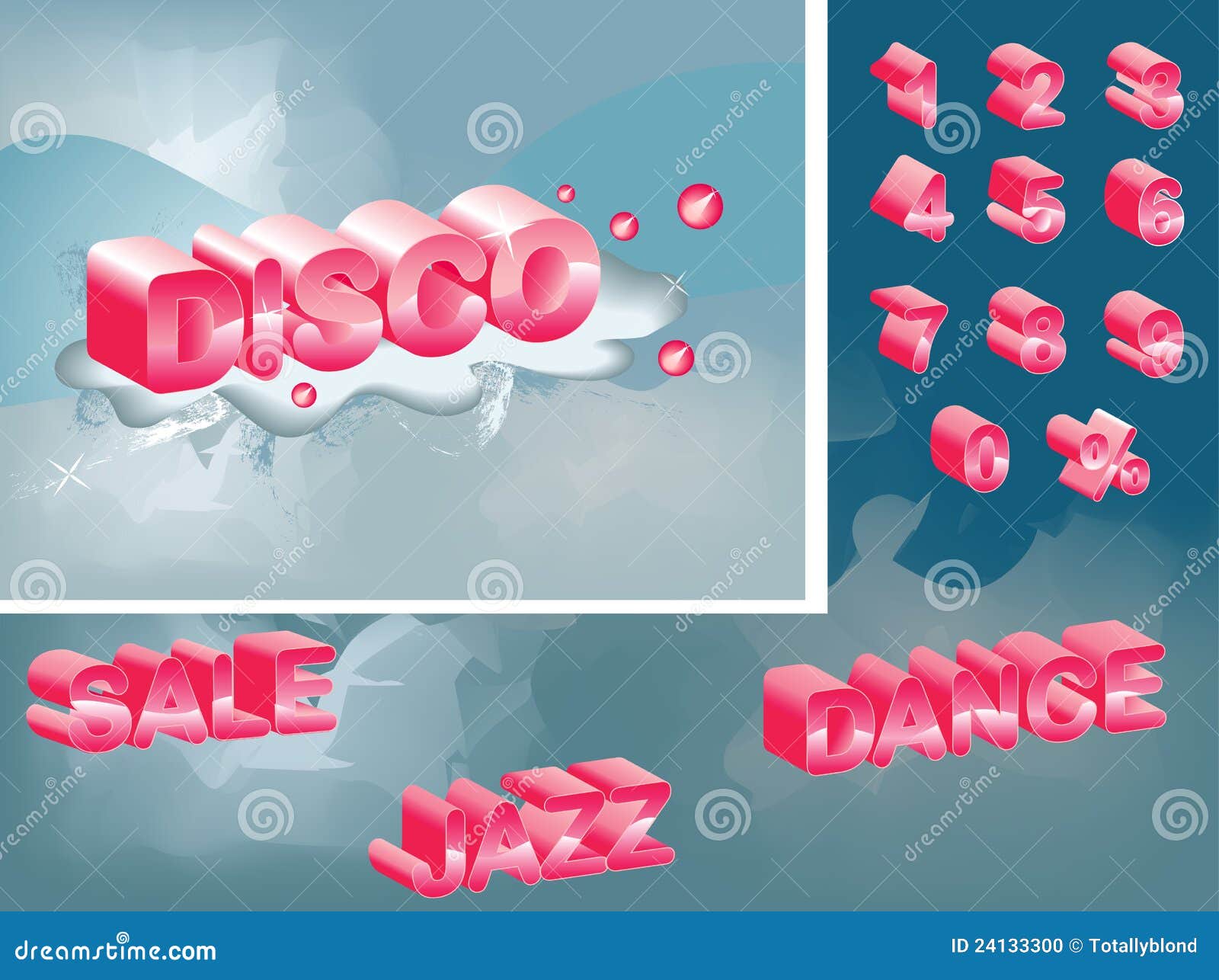 Set of Numbers and Words on Abstract Background Stock Vector ...