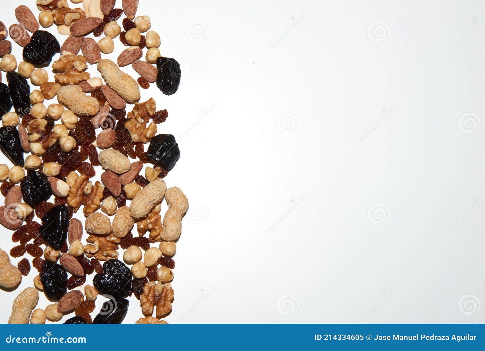 A Set of Nuts and Dried Fruits on a White Background Stock Image ...