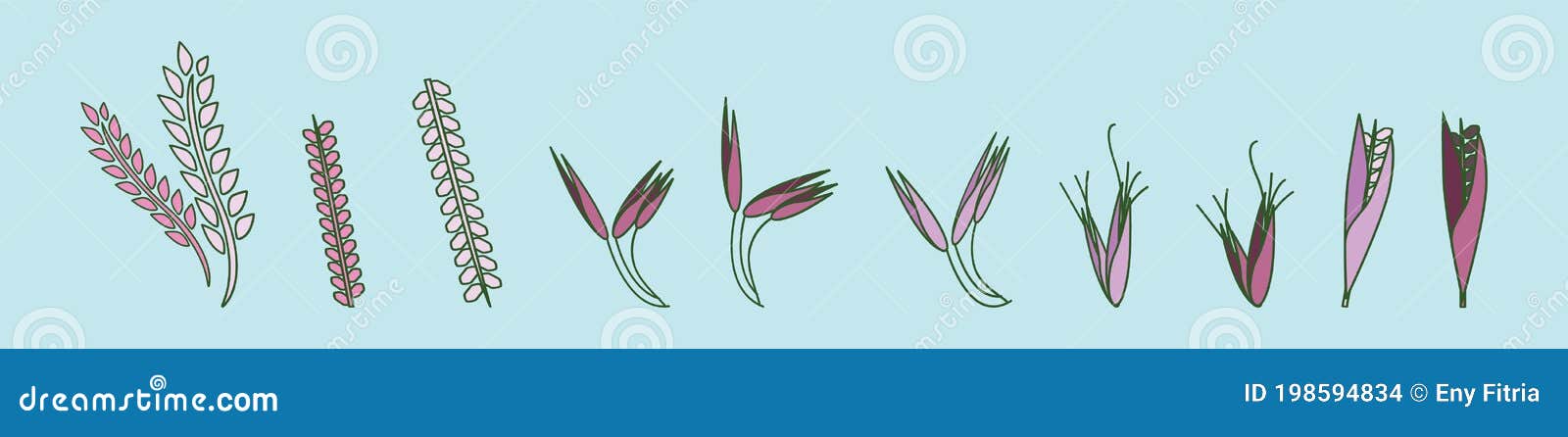 Set of Oats Cartoon Icon Design Template Various Models. Vector ...