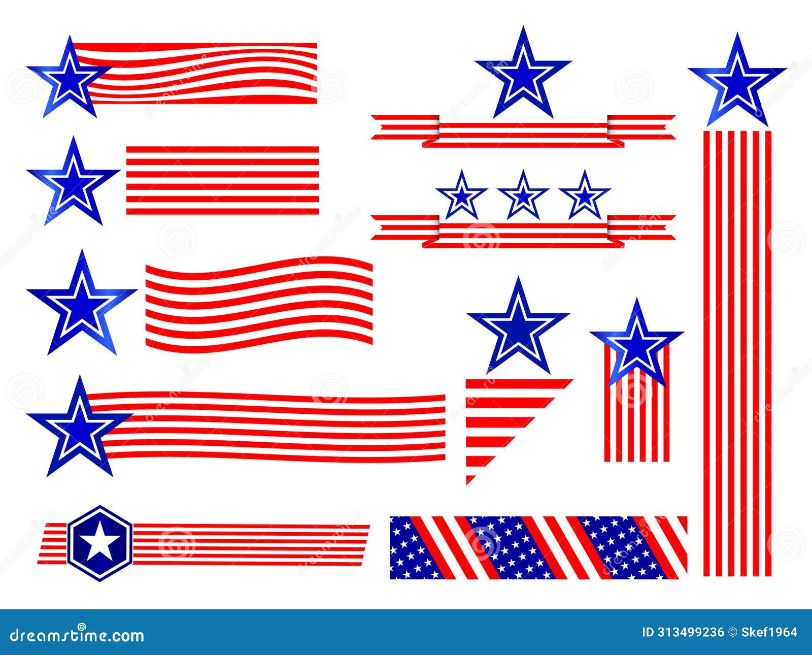 Vector Set Design Elements American Flag Symbols Stock Vector ...