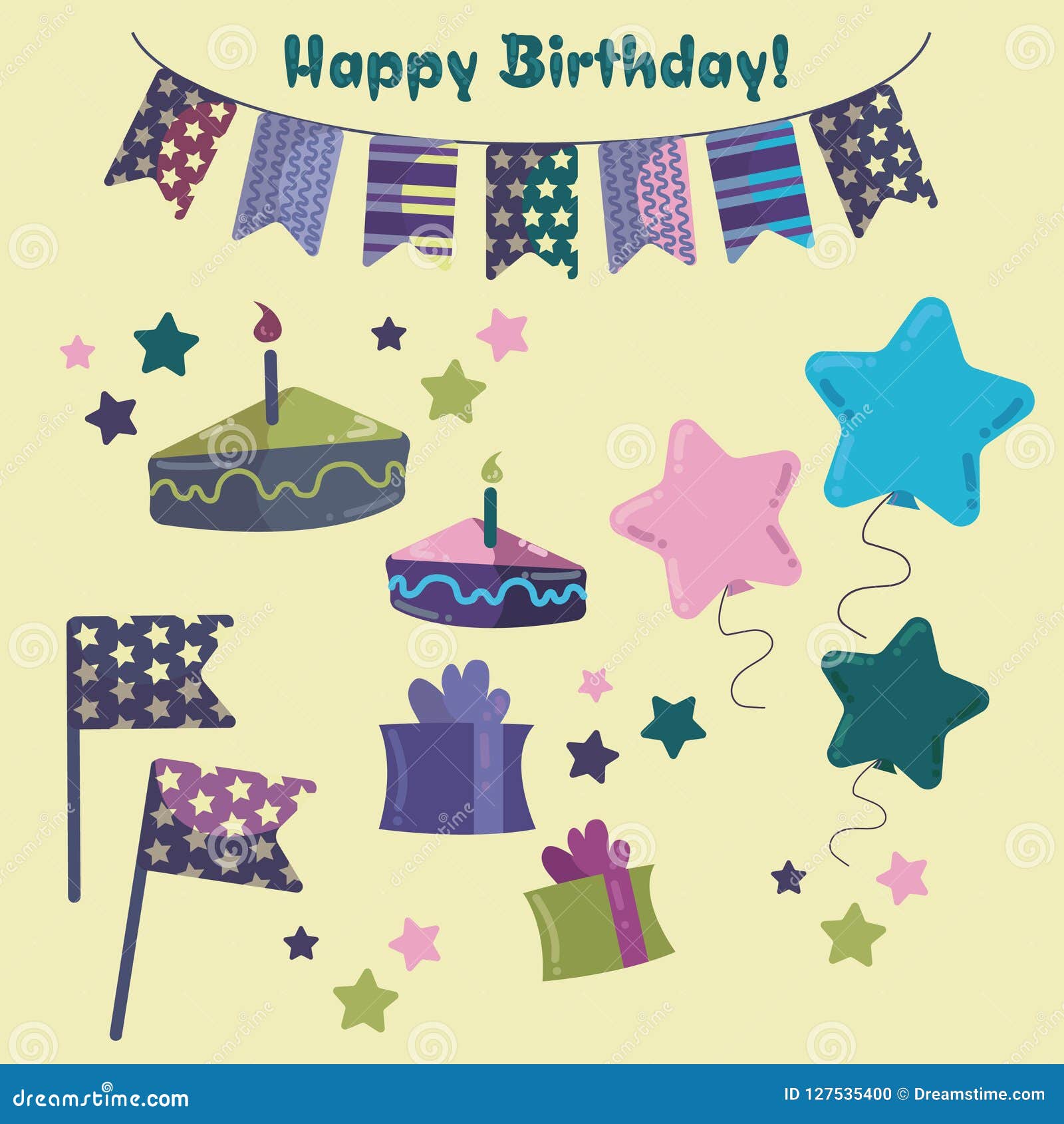 Set of Objects for the Birthday Stock Vector - Illustration of birthday ...