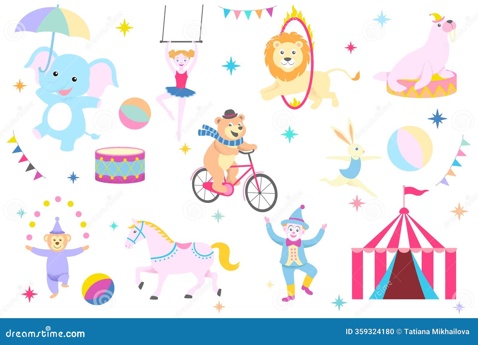 A Set of Objects and Characters Related To the Circus Stock ...