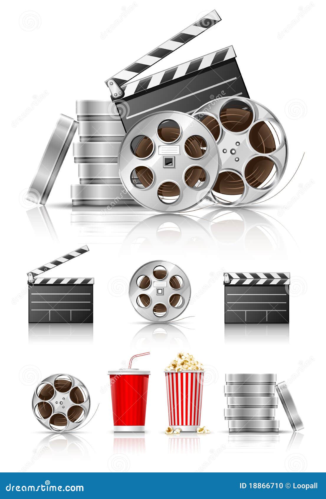 Set of Objects for Cinematography Stock Vector - Illustration of movie ...
