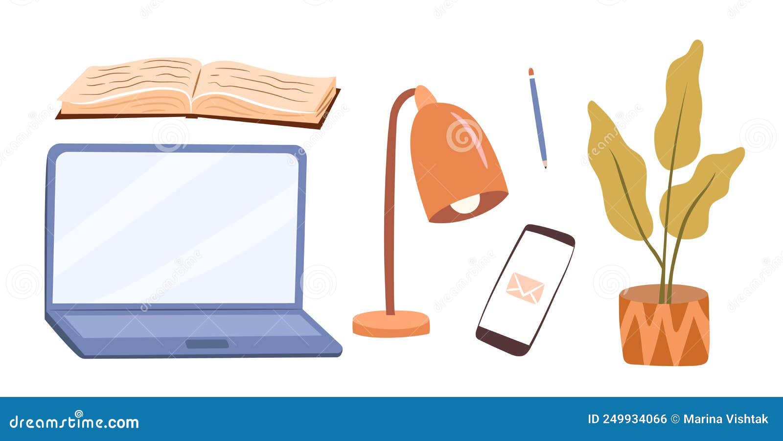 Set of Objects Connected with Studying. Stock Vector - Illustration of ...