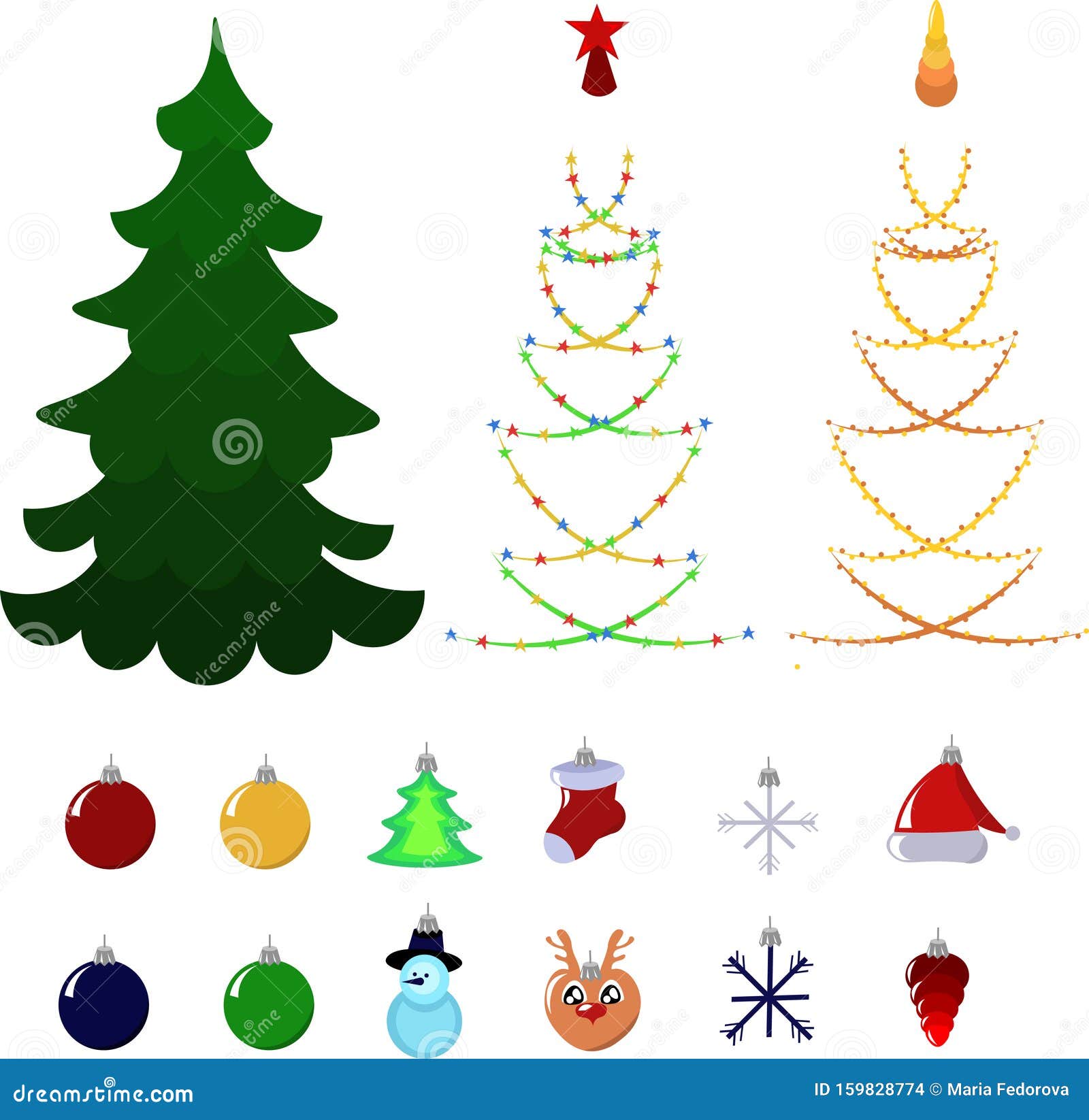 Set of Objects for Decorating the Christmas Tree. Stock Illustration ...