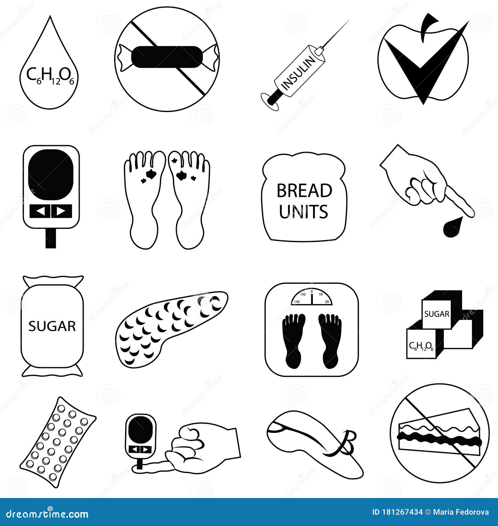 Set of Objects for Diabetics. Glucose Control, Diet with Counting of ...
