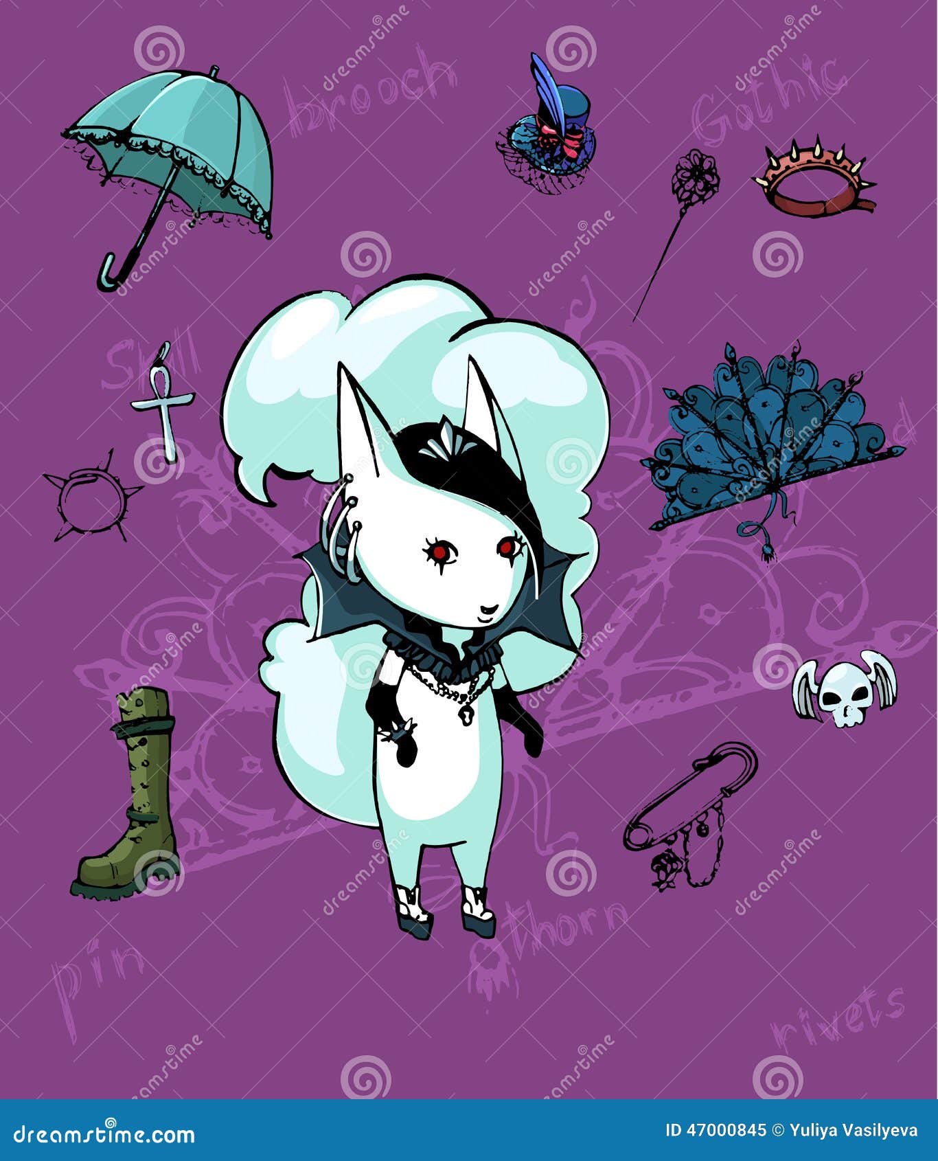 A Set of Objects of the Gothic and Character Goth Stock Vector ...