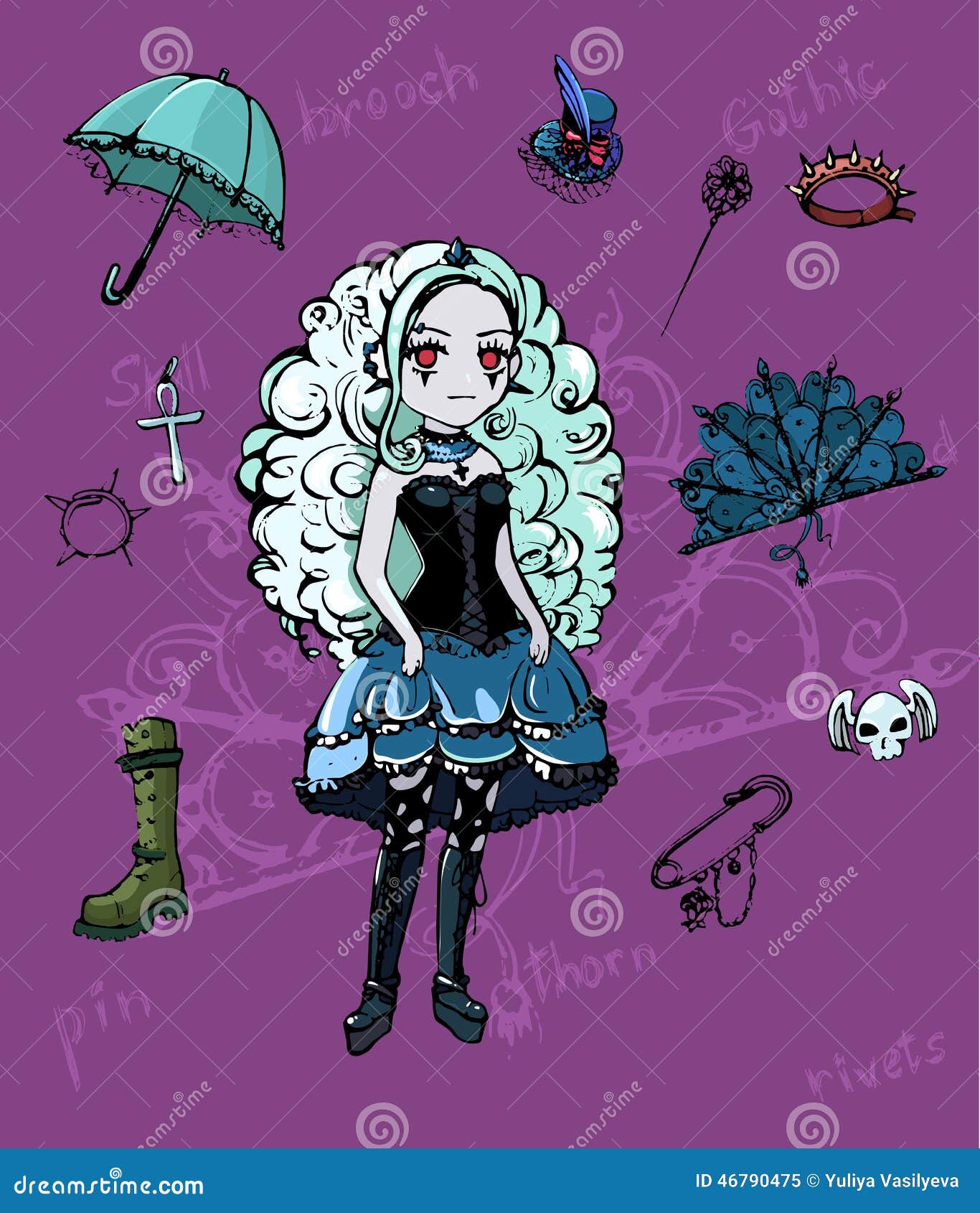 A Set of Objects of the Gothic Stock Vector - Illustration of fashion ...