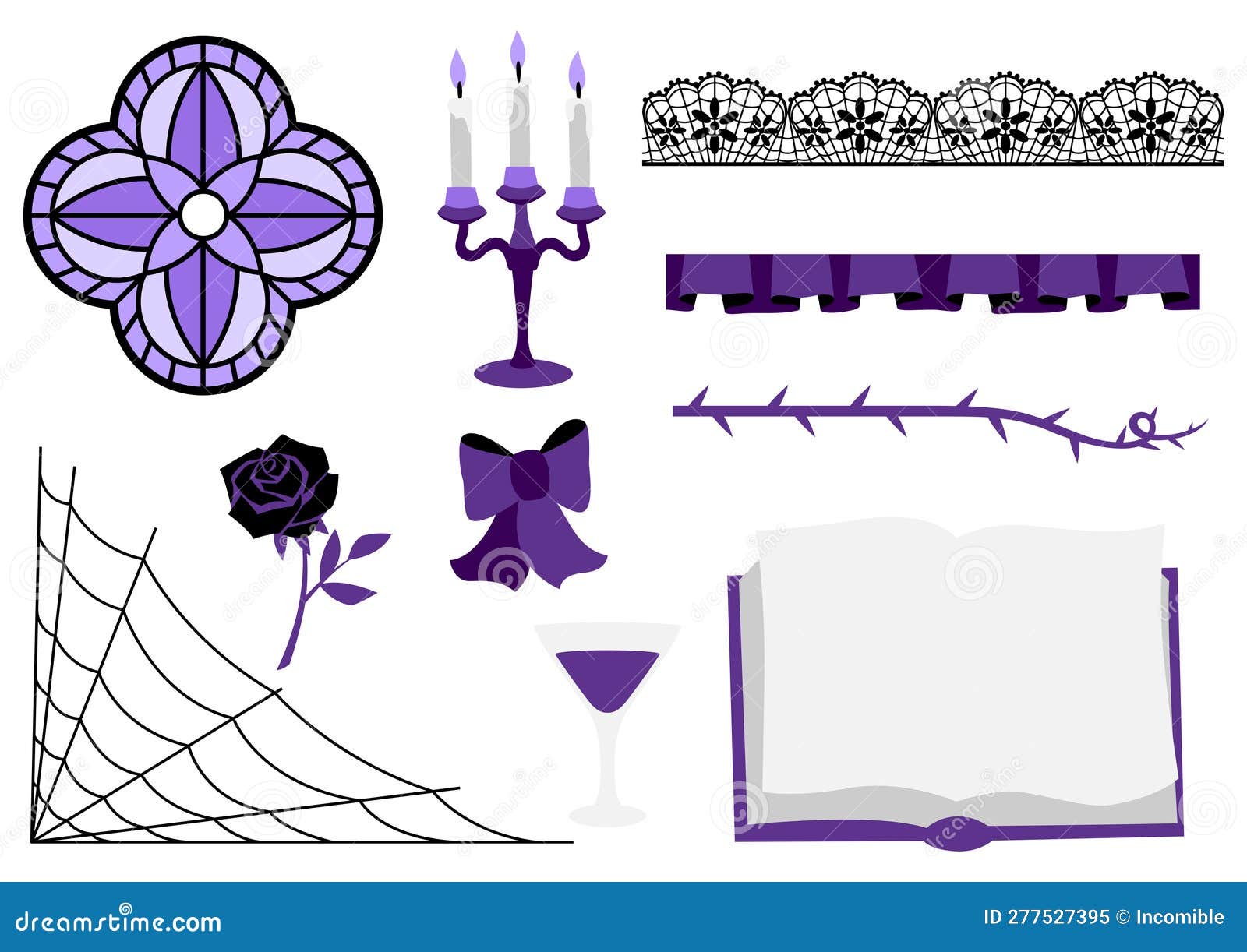 Set of Objects in Gothic Style. Illustration for Party. Halloween or ...