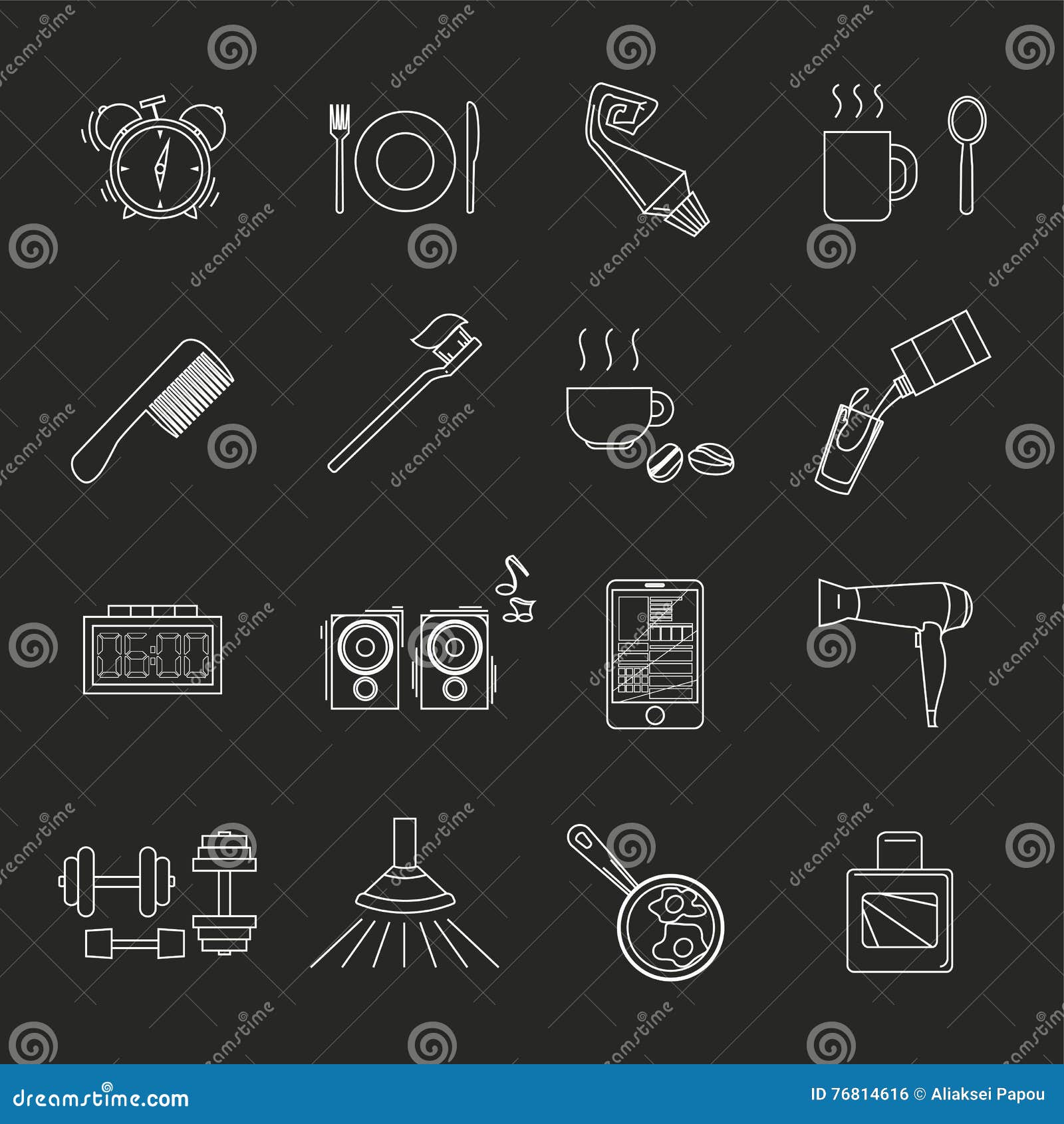 A Set of Objects on the Morning Stock Vector - Illustration of ...