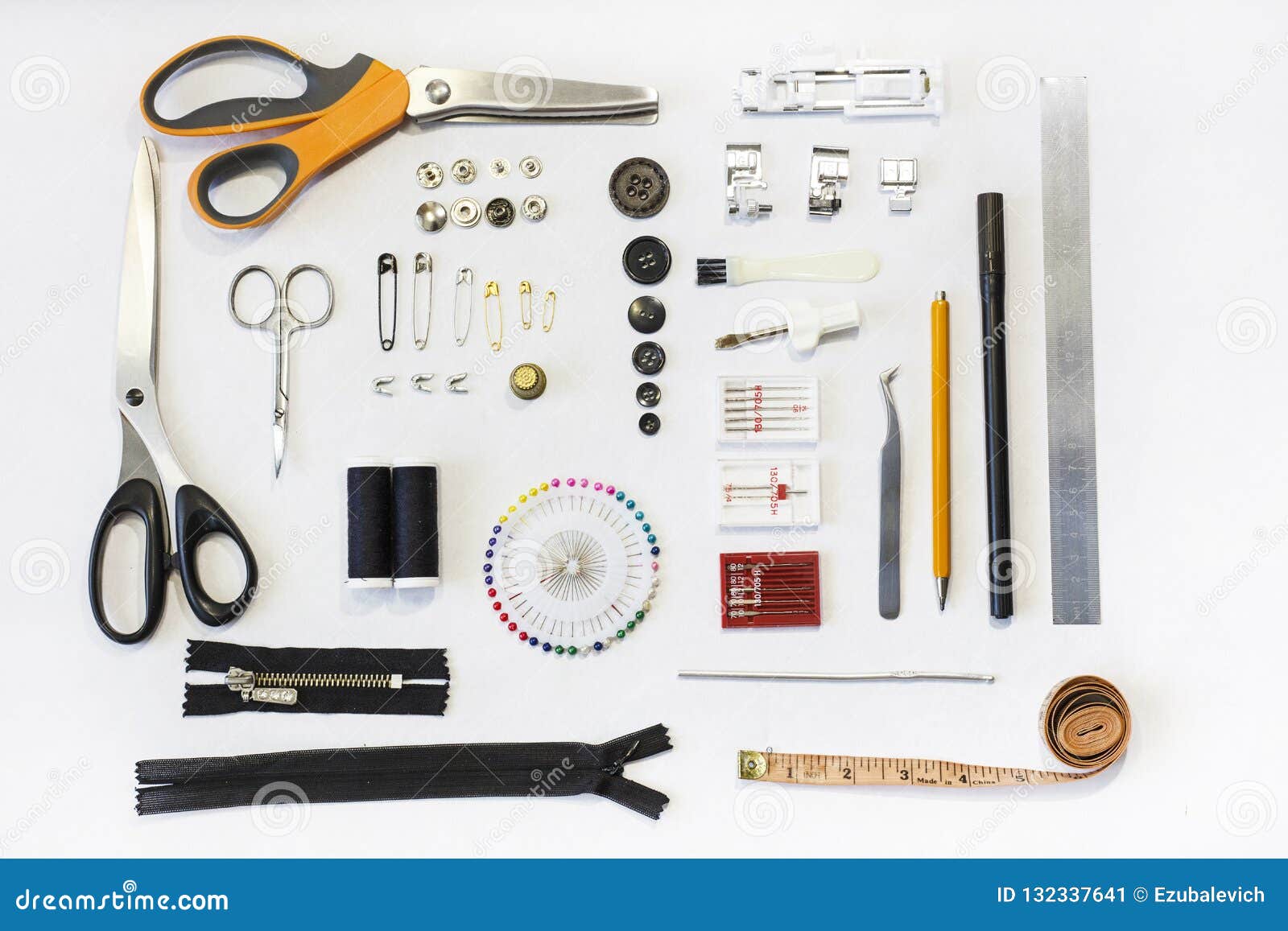 Set Of Objects For Needlework Stock Image Image Of Needle Pins
