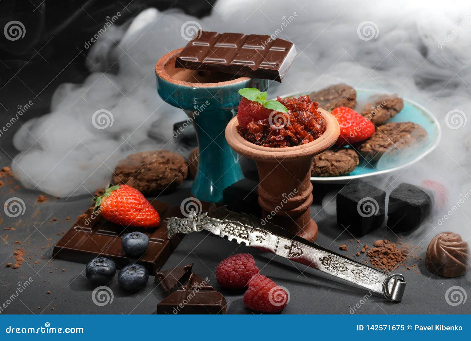 Chocolate hookah set stock image. Image of sweet, aroma - 142571675