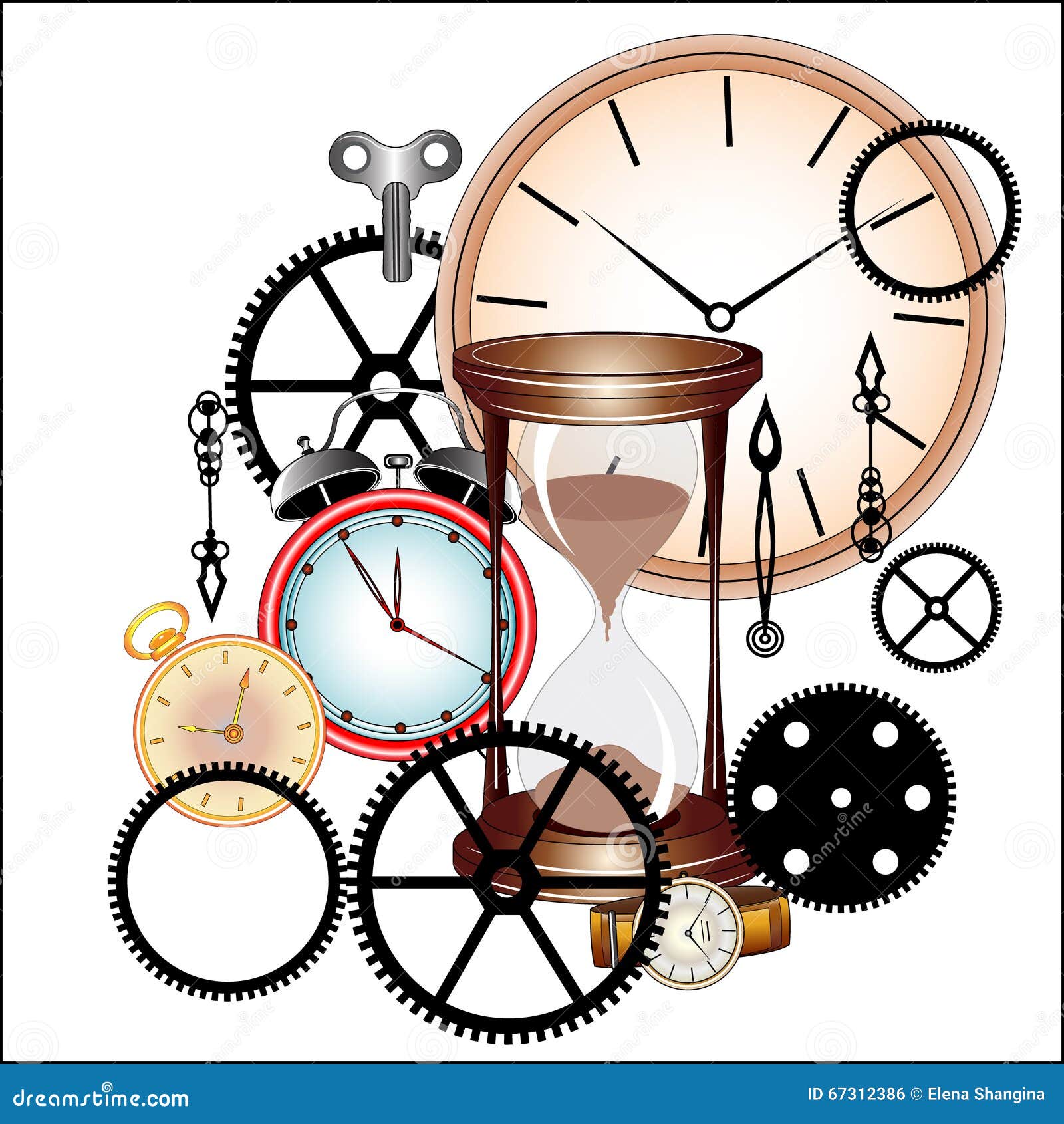 Set of Objects for the Report of Time. Stock Vector - Illustration of ...