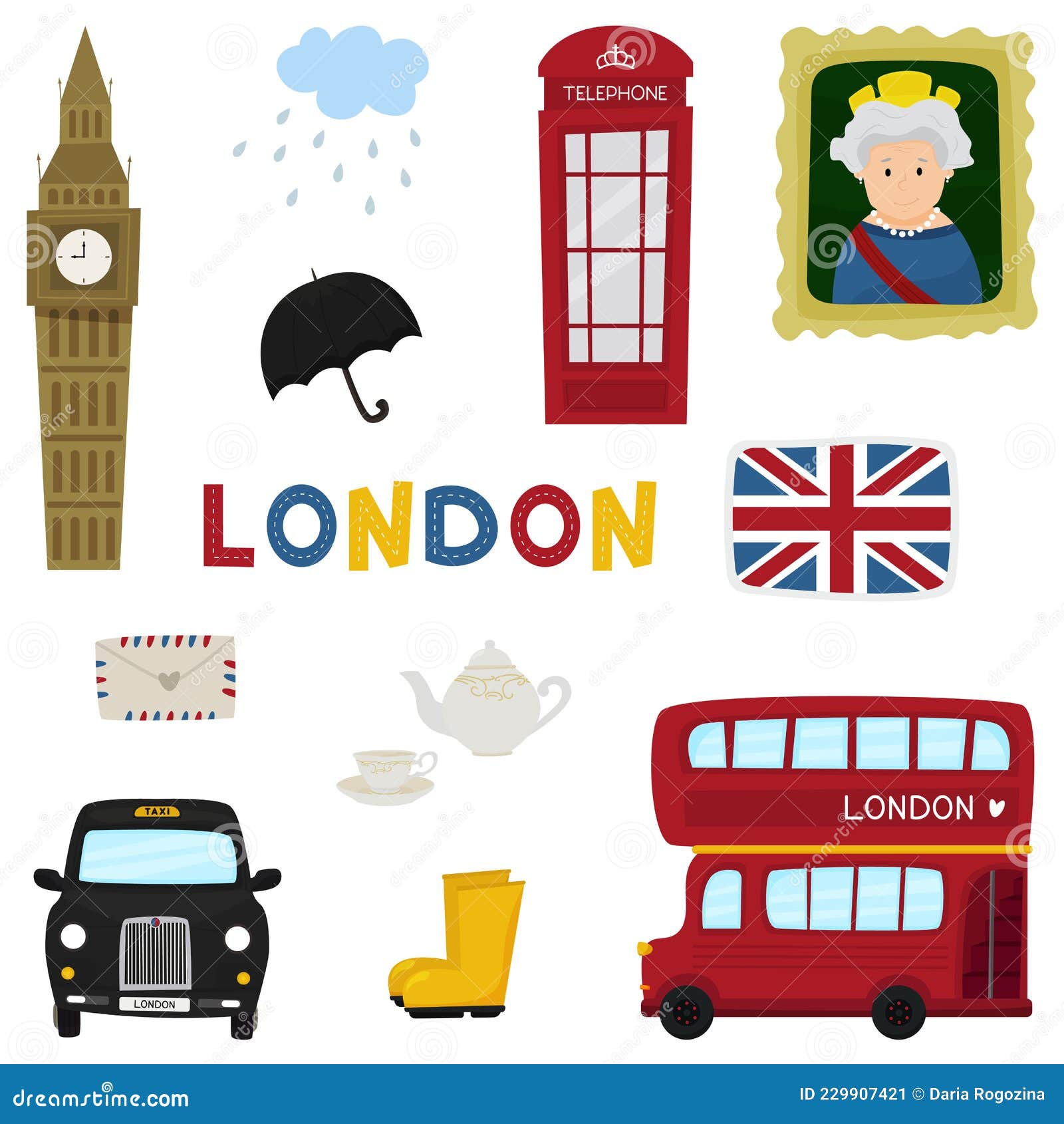 Set of Objects and Symbols Related To London and England Stock Vector ...
