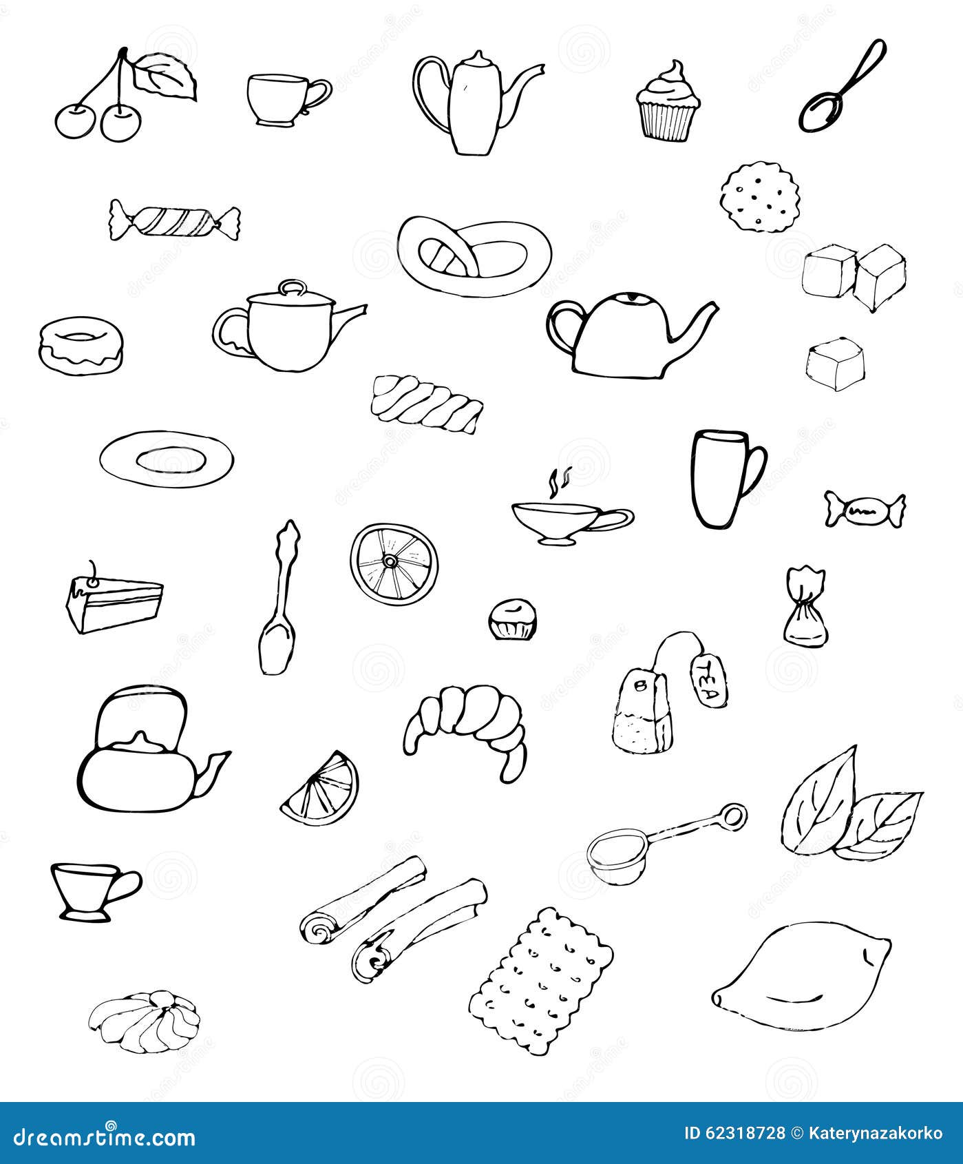 Set of objects for tea stock vector. Illustration of retro - 62318728