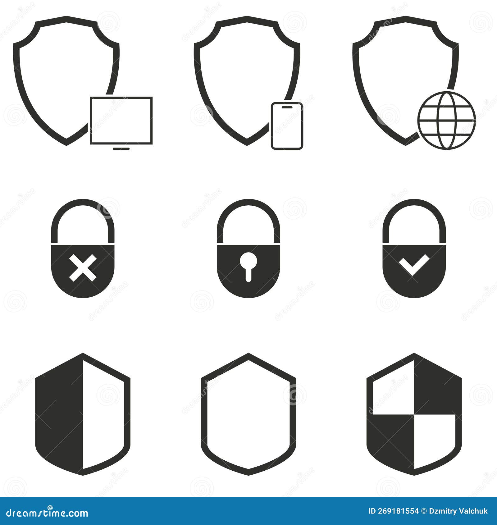 Vector Illustration on the Theme Security Icons Stock Vector ...