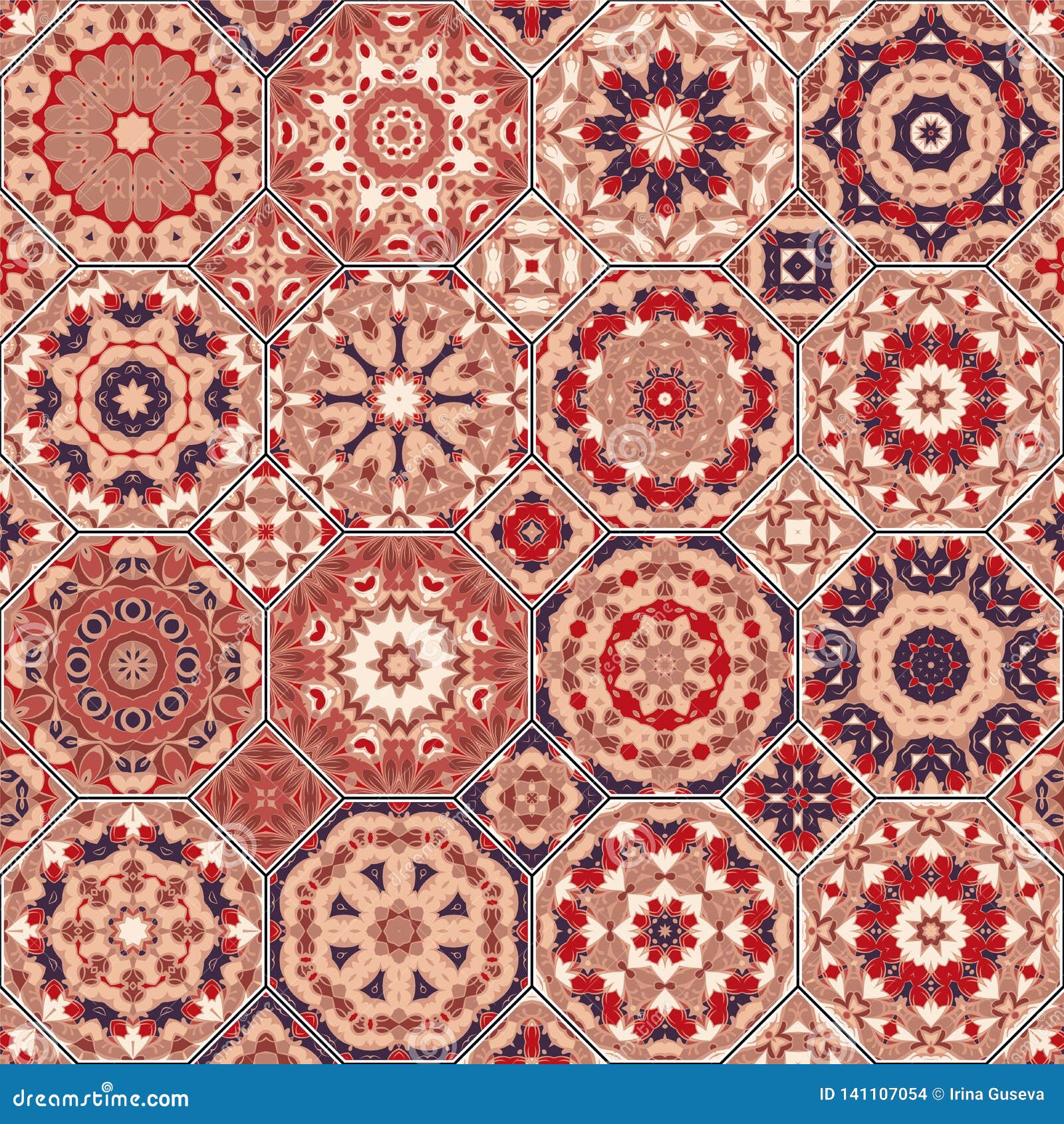 Set of Octagonal and Square Patterns Stock Vector - Illustration of ...