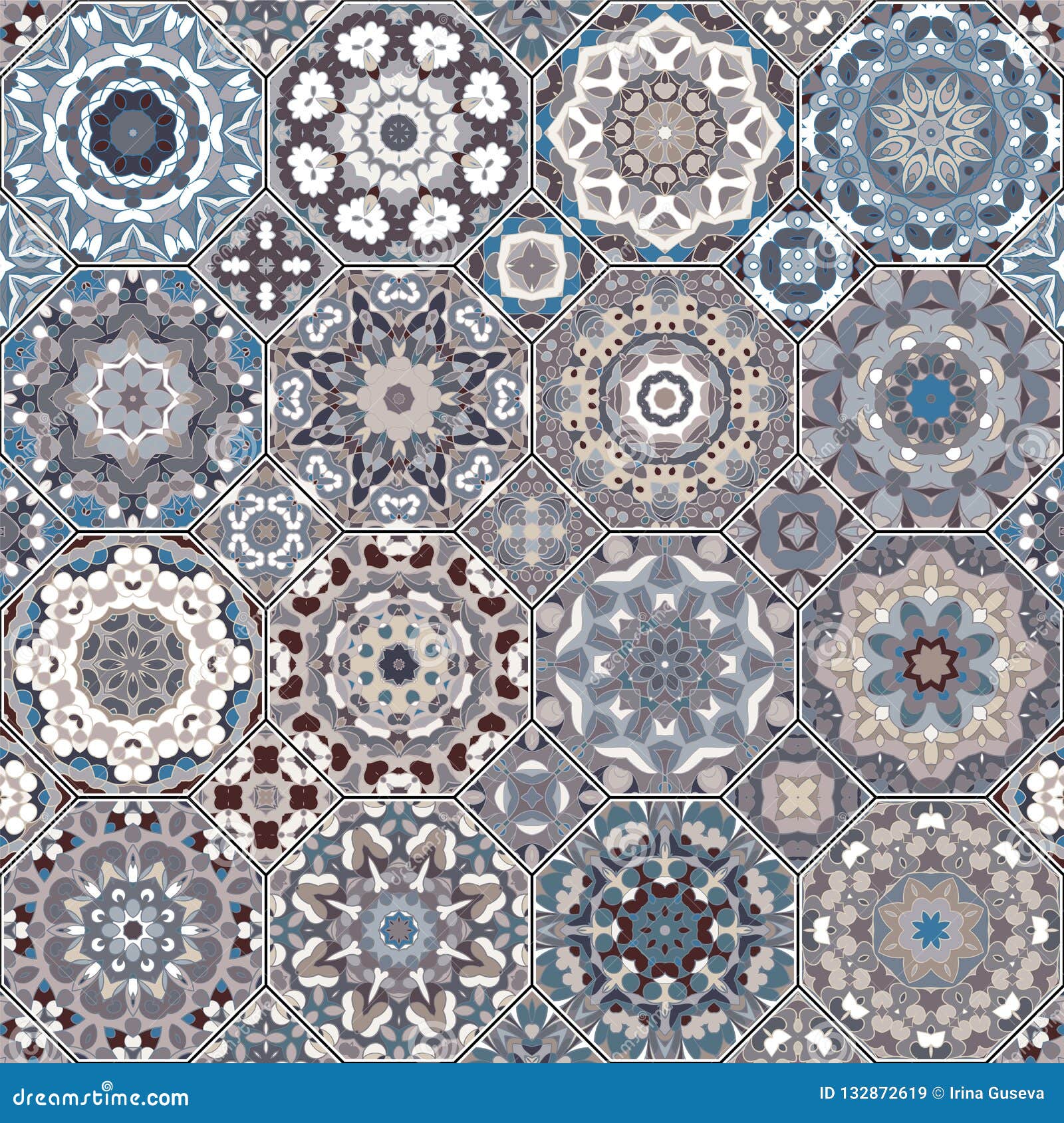 Set of Octagonal and Square Patterns Stock Vector - Illustration of ...