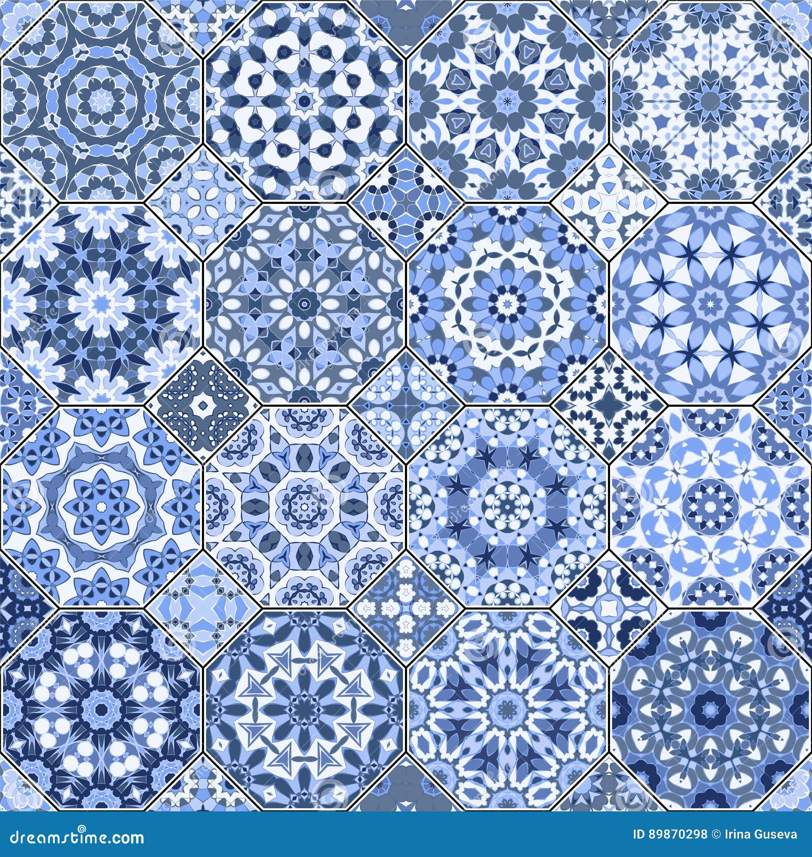 Set of Octagonal and Square Patterns. Stock Vector - Illustration of ...