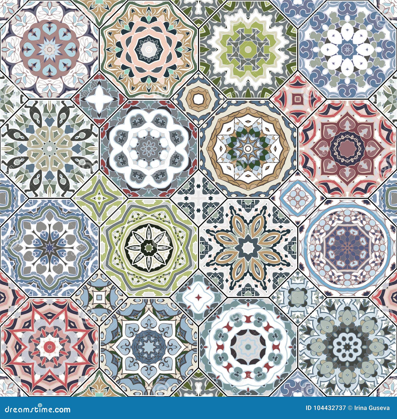 Set of Octagonal and Square Patterns. Stock Vector - Illustration of ...