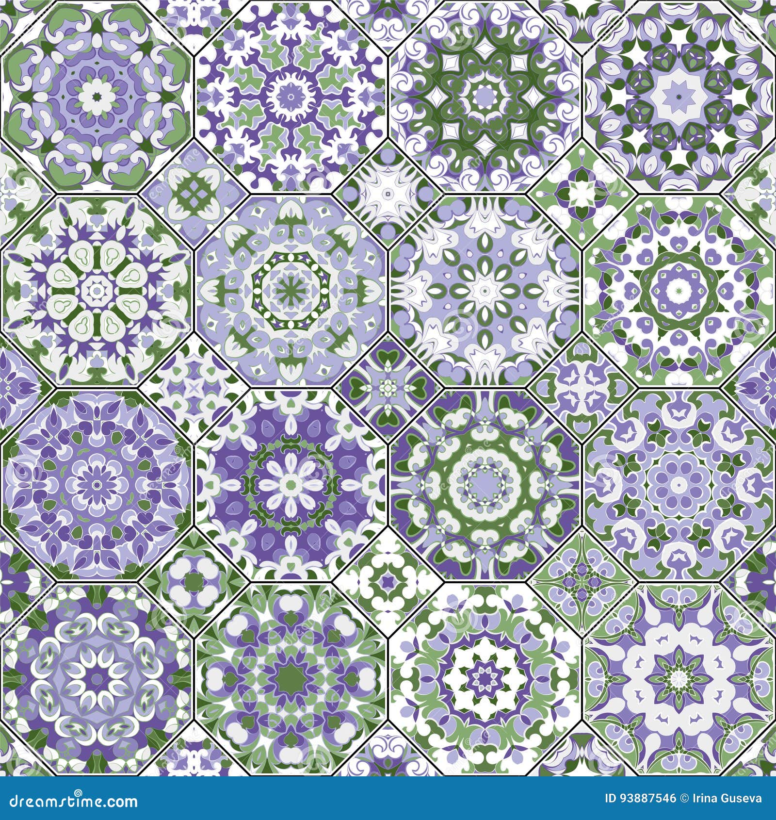 Set of Octagonal and Square Patterns. Stock Vector - Illustration of ...