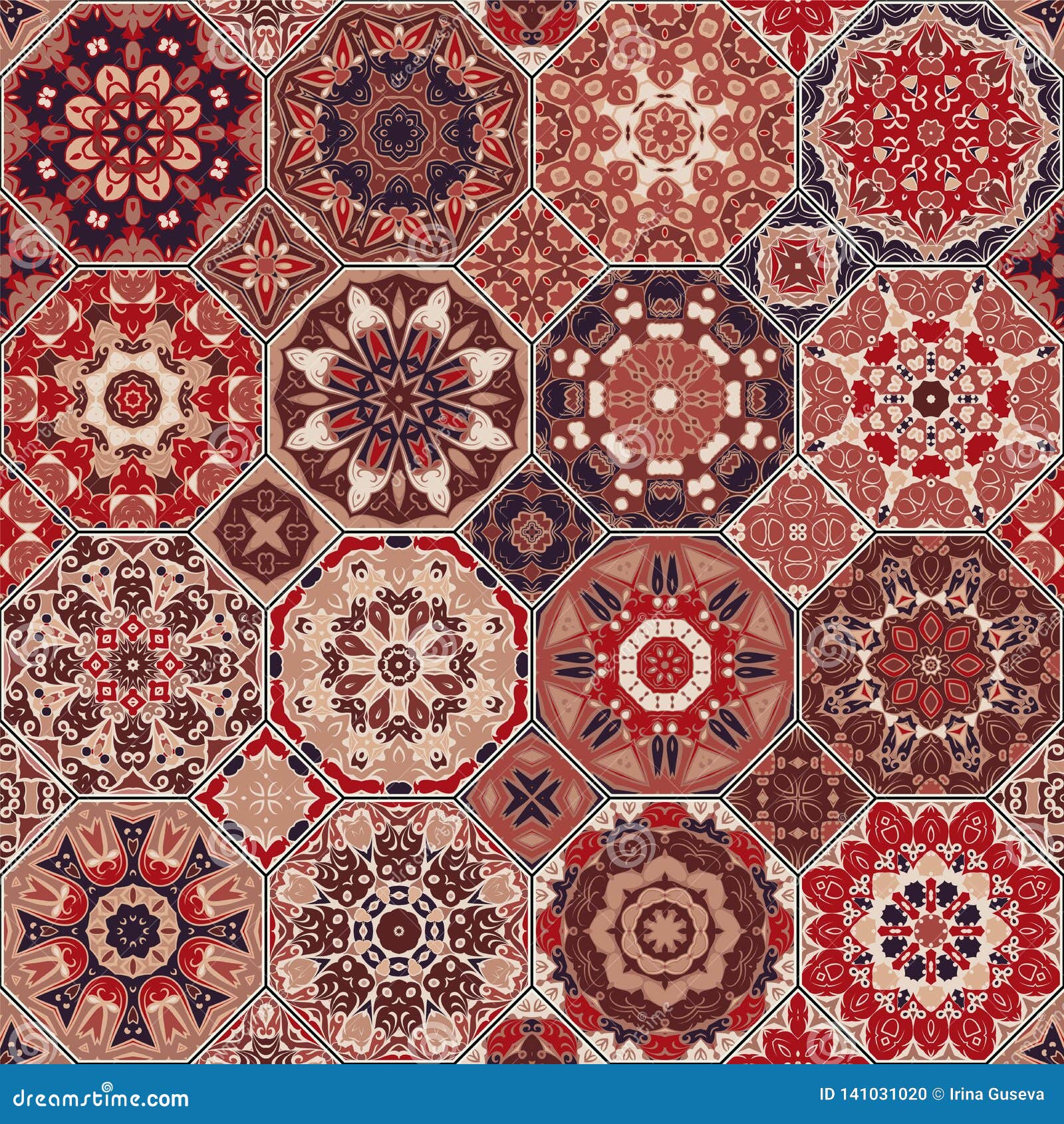 Set of Octagonal and Square Patterns Stock Vector - Illustration of ...